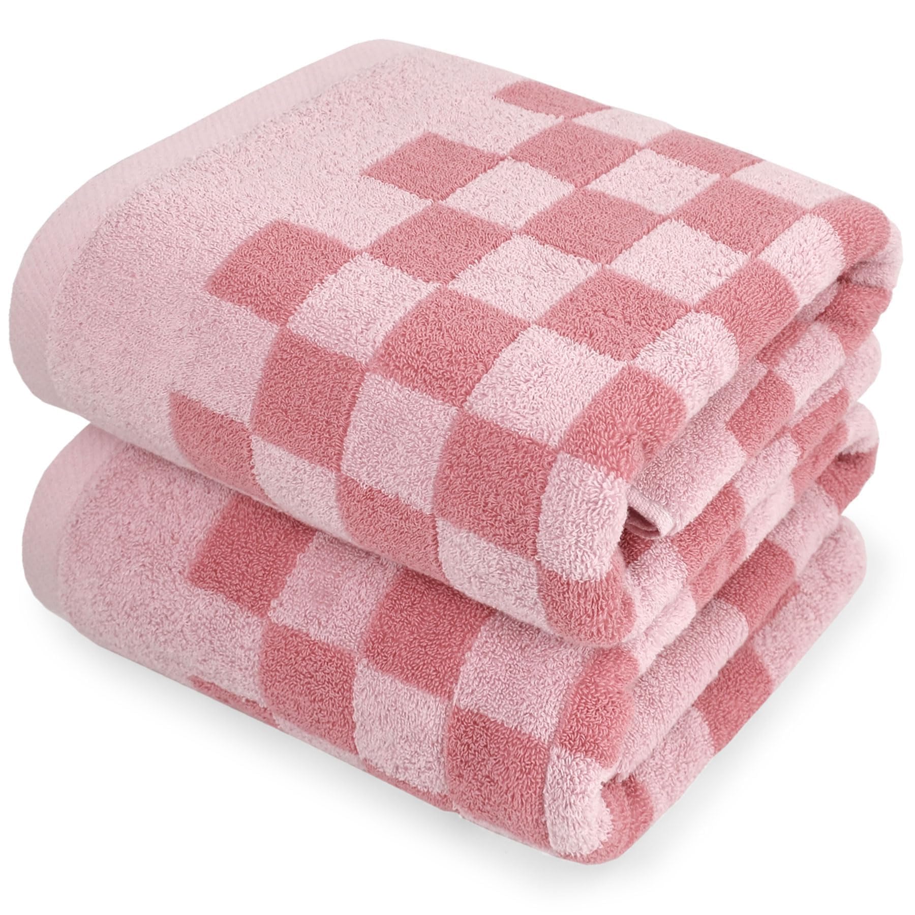 Amazon.com: Jacquotha Soft Bath Towels for Bathroom (Pink Checkered ...