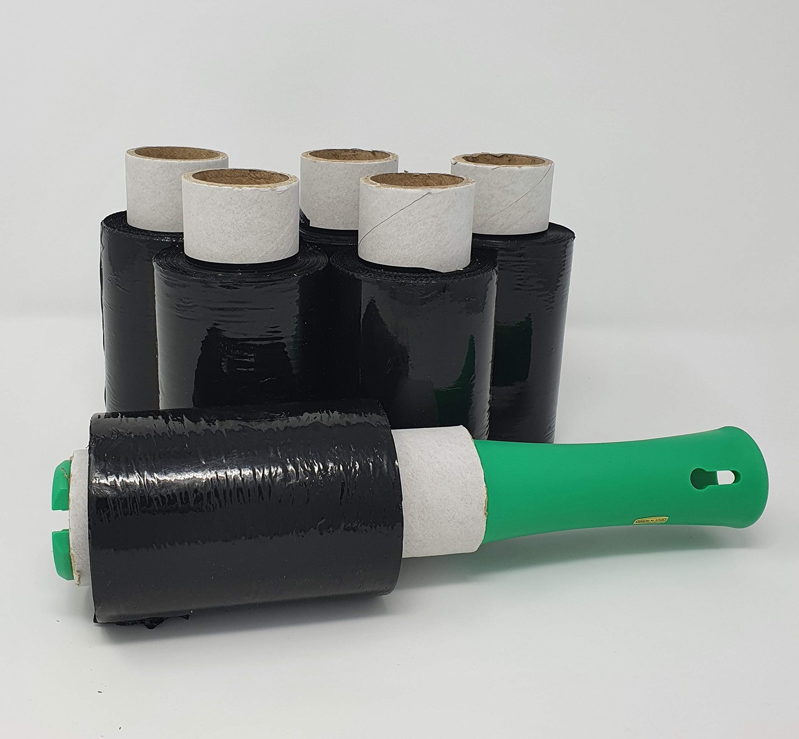 6 Black Strong Mini Handy Pallet Stretch Shrink WRAP Film 100mmx150m ...