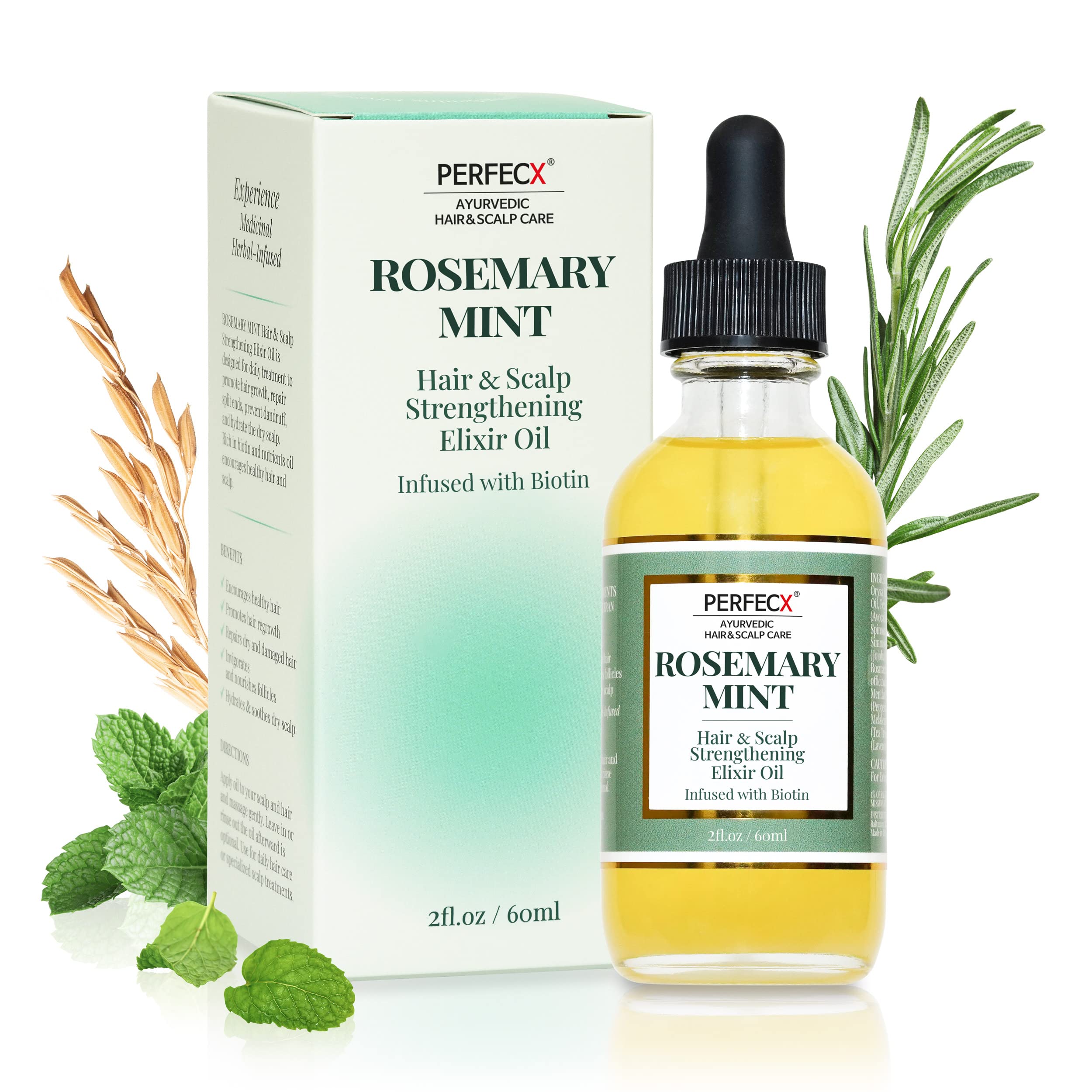 Amazon.com: Perfecx - Rosemary Mint Hair & Scalp Strengthening Elixir ...