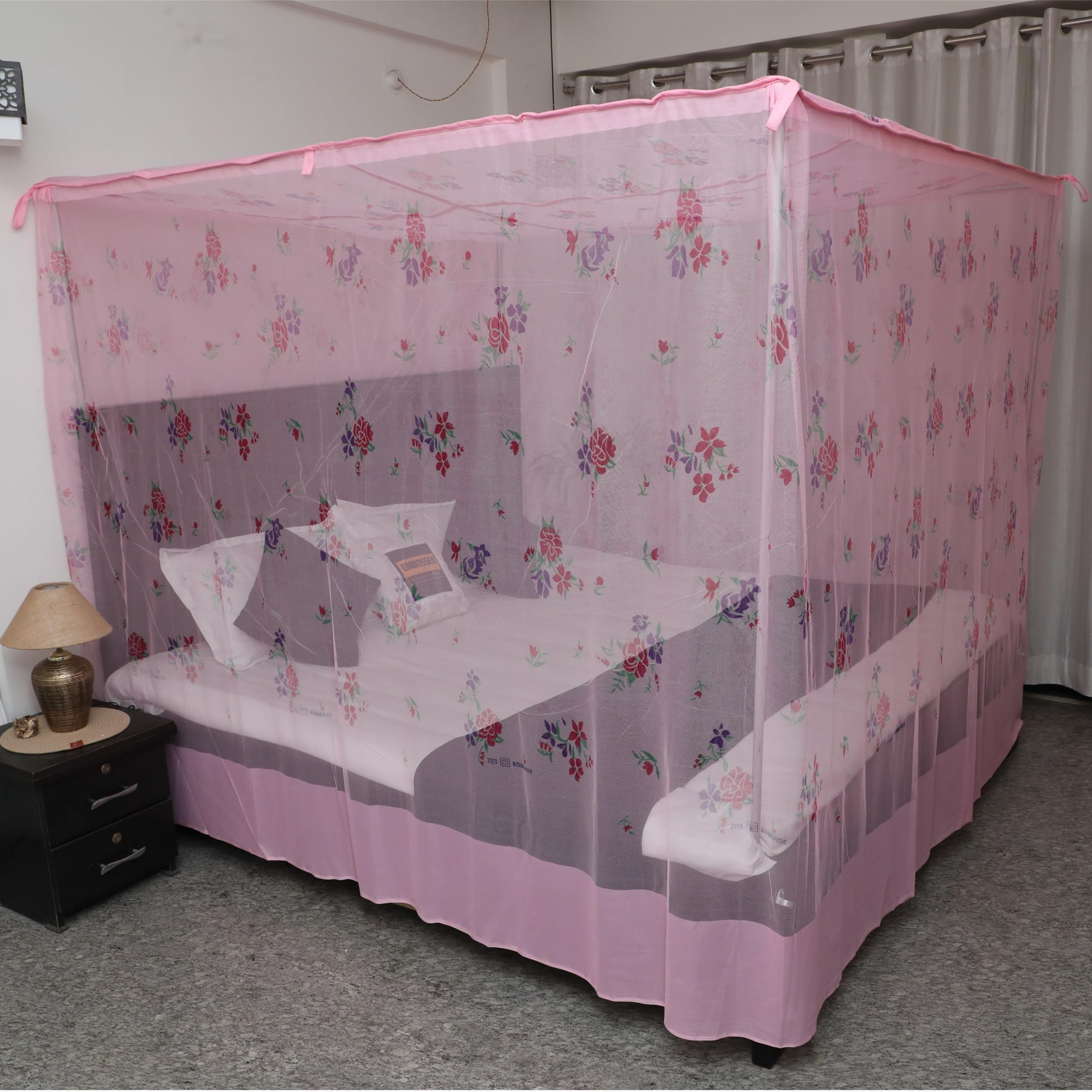 Embossed Floral Printed Mosquito net for King Size Bed| Double Bed ...