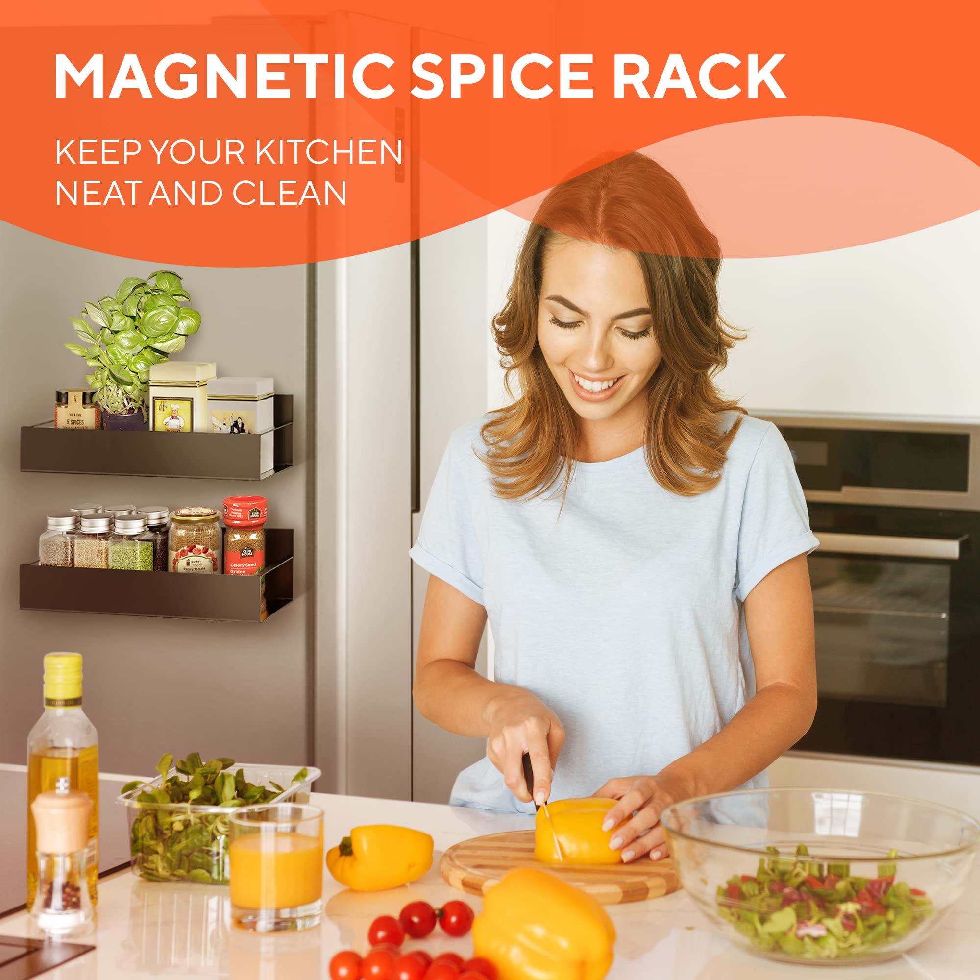Hamilton Max Magnetic Spice Rack Organizer or Shelf, 2 Pack, Holds 12 ...