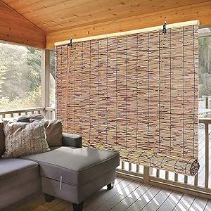 Amazon.co.jp: Bamboo Roll Up Lead Shades Light Filtering Straw Curtain ...