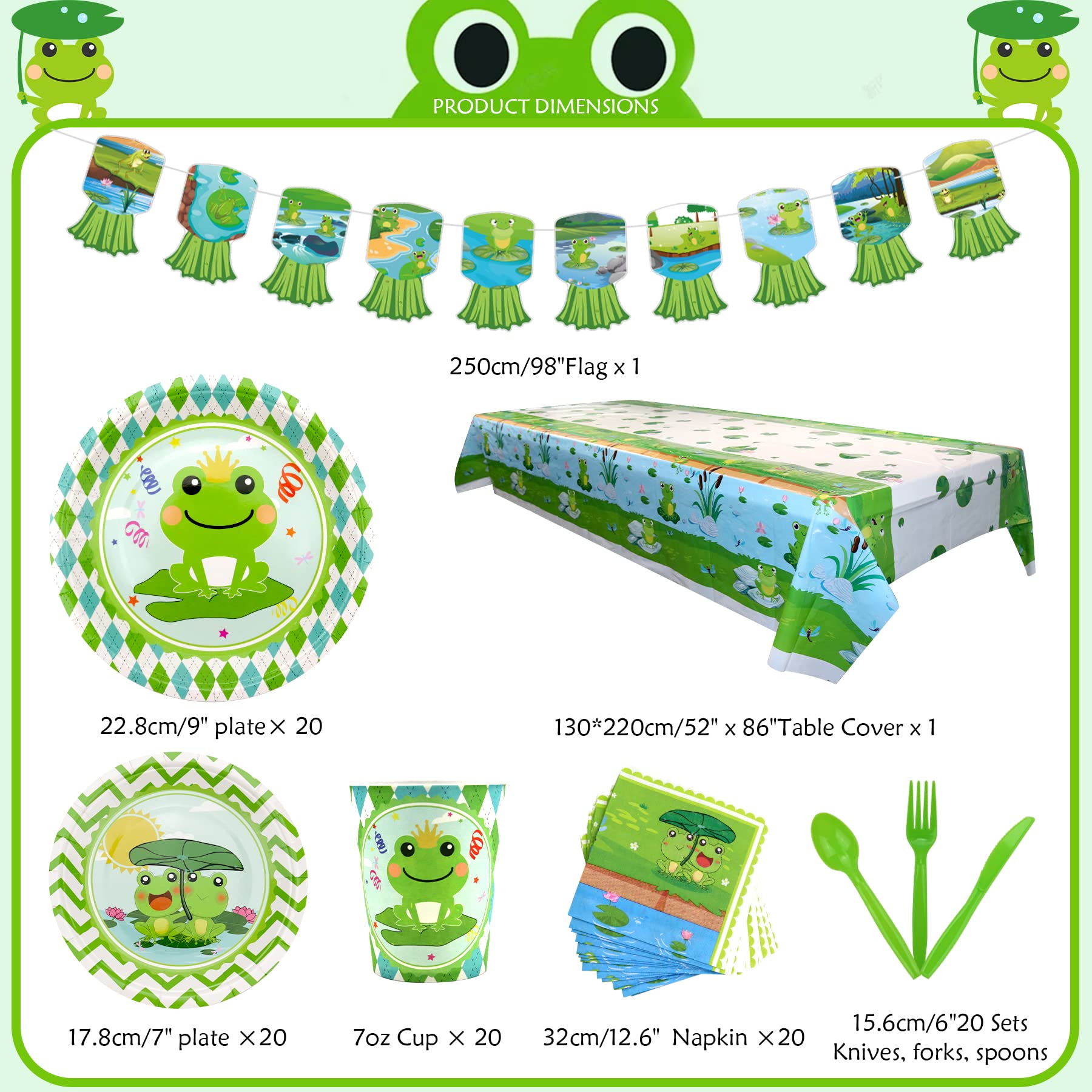 Snapklik.com : Frog Party Supplies Set Includes Paper Plates, Napkins ...
