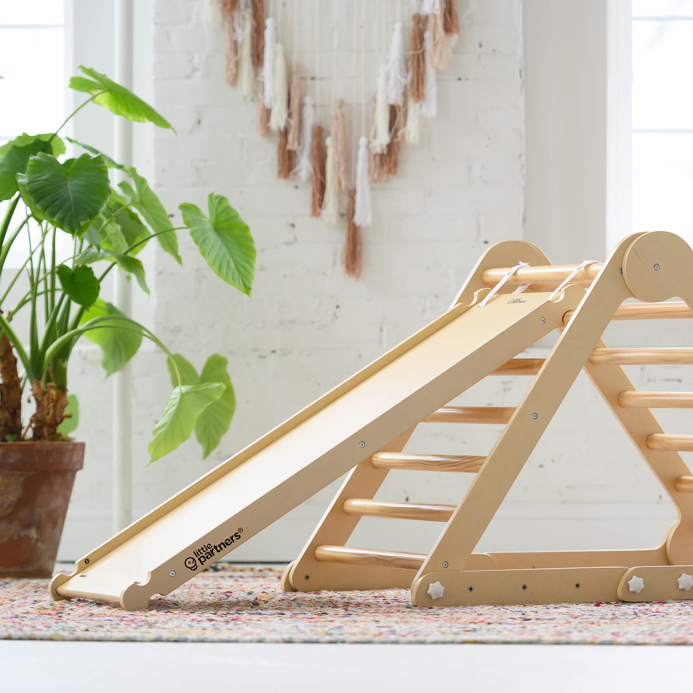Little Partners® Climbing Wood Ladder Toddler Slide - 2-in-1 Climbing ...