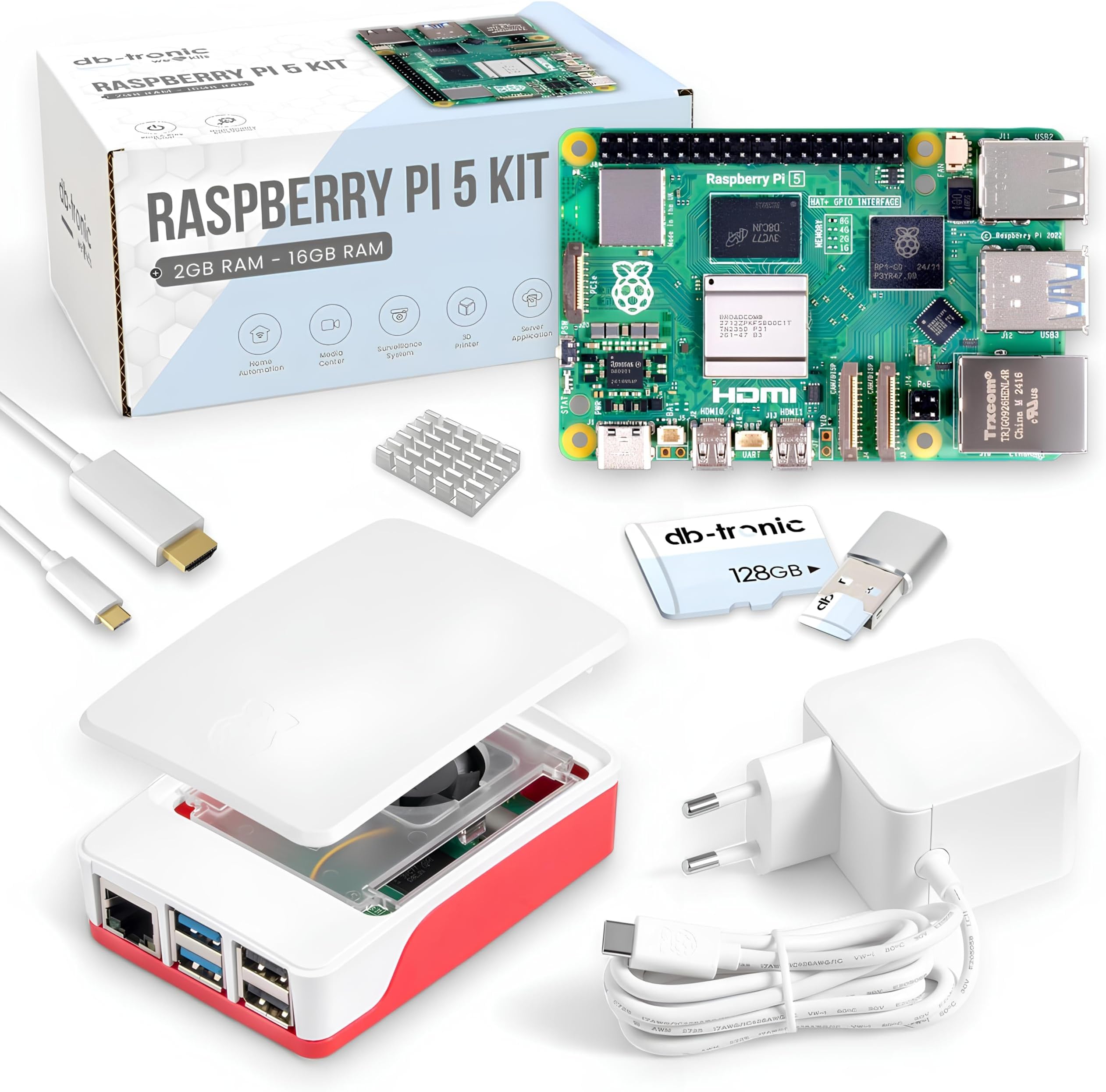 Kit de démarrage Raspberry Pi 5 Officiel Kubii, Carte Raspberry Pi 5 ...