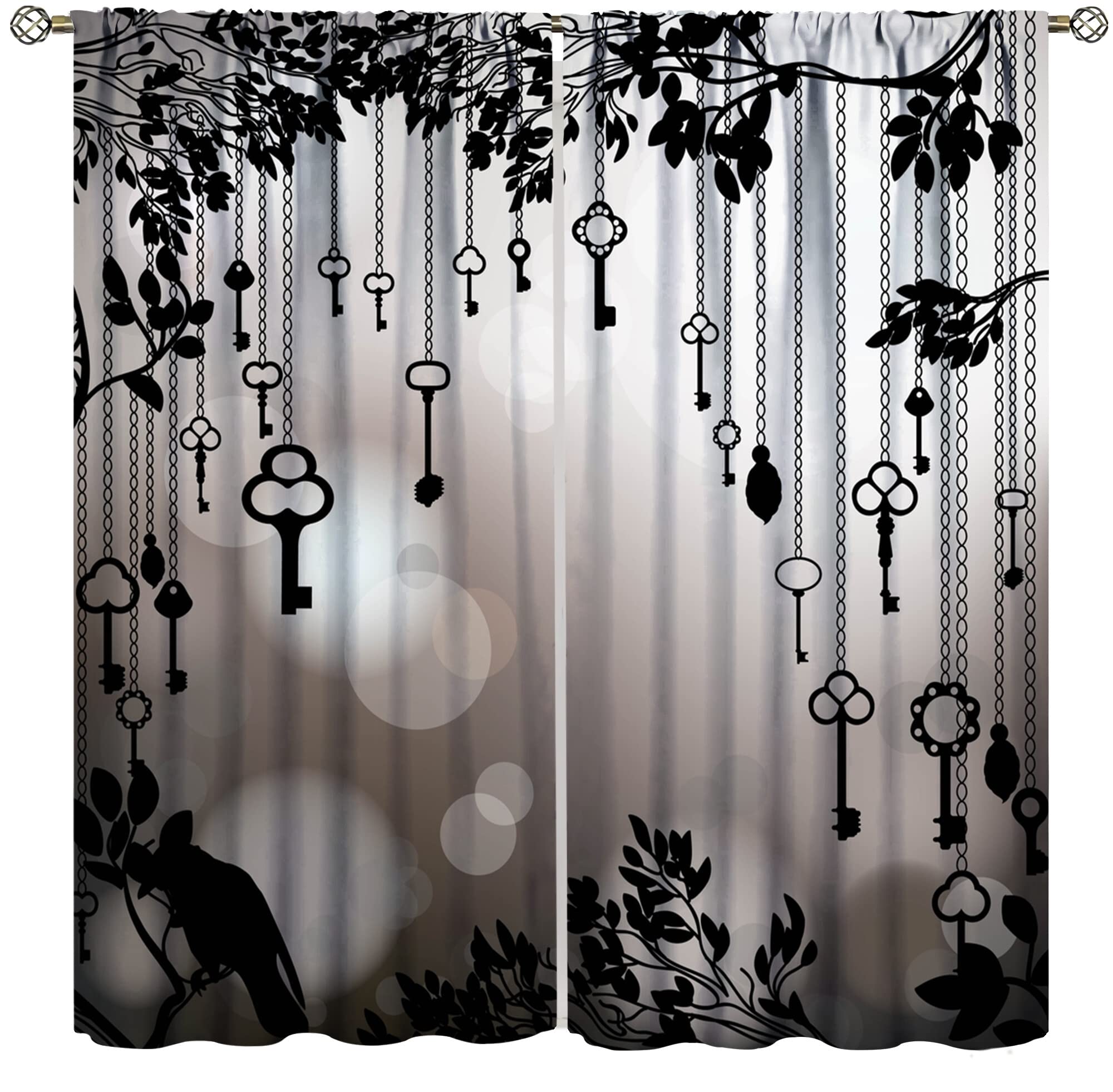 Amazon.com: Gothic Crow Curtains, Black Birds Crow Decor Window ...
