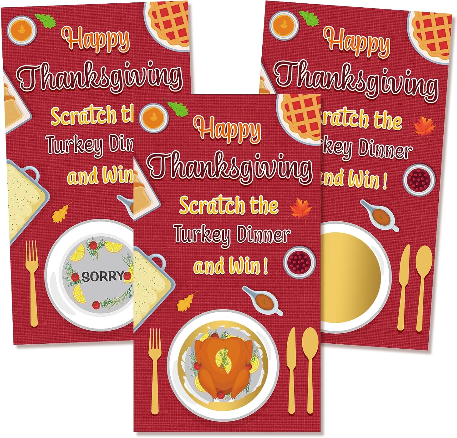 Amazon.com: 50 Pcs Thanksgiving Scratch Off Cards Friendsgiving Party ...