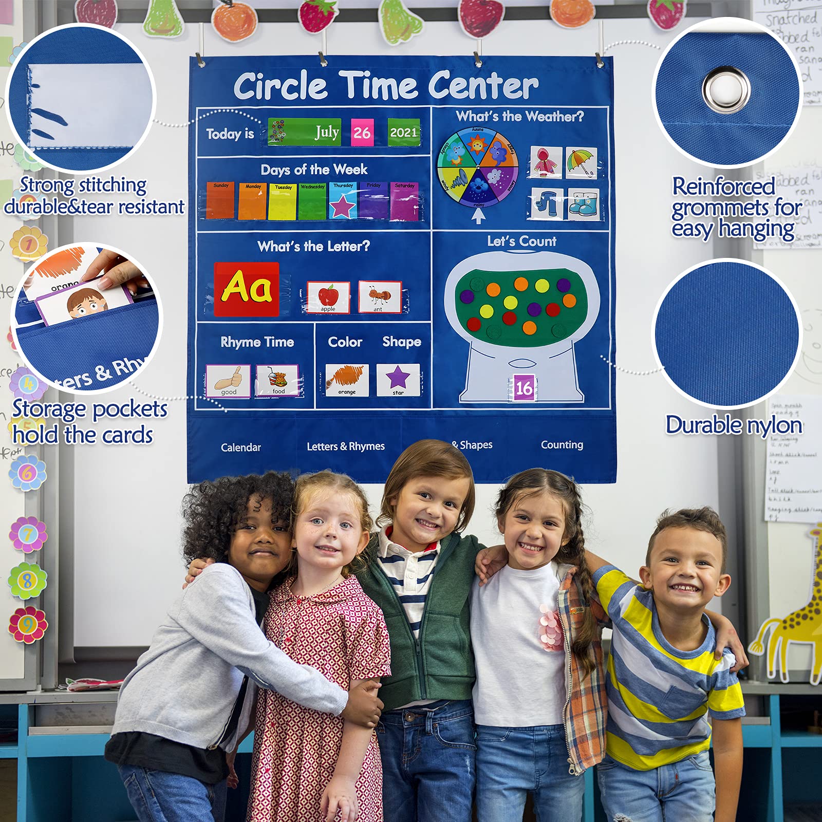 Snapklik.com : Circle Learning Time Center Pocket Chart Calendar Set ...
