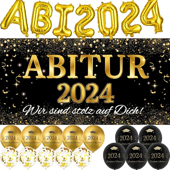Abitur 2024 Deko ABI 2024 Deko ABI 2024 Geschenke Banner Ballon ...