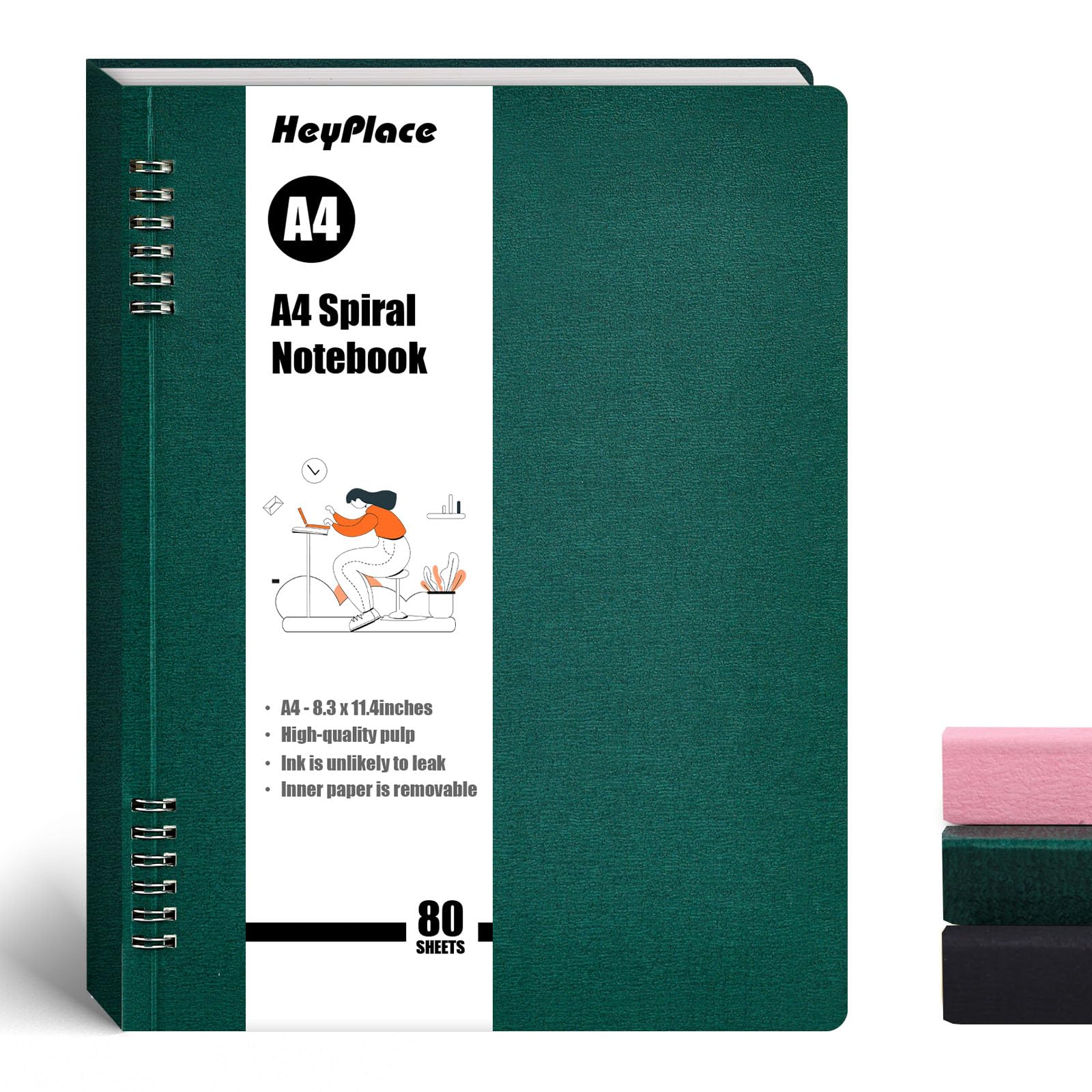Snapklik.com : Dark Green Spiral Notebook, Flexible Cover A4 Spiral ...