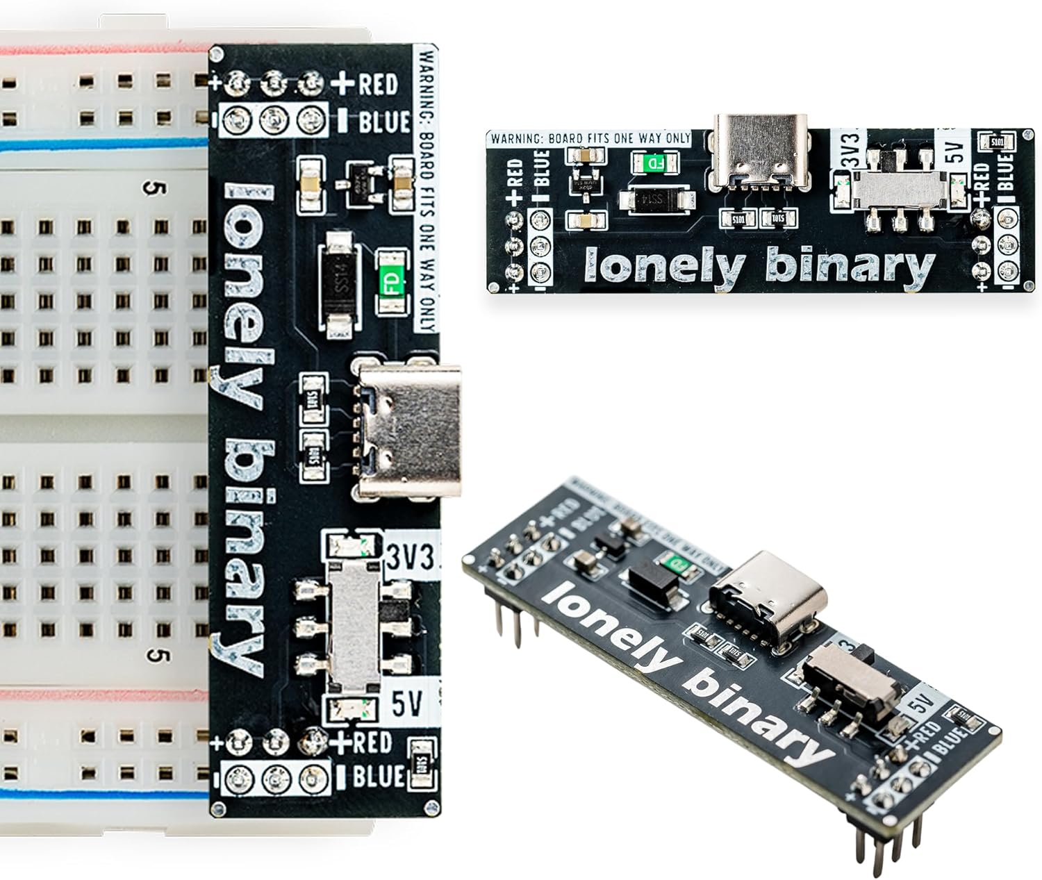 Amazon.com: LONELY BINARY 3-Pack Breadboard Power Supply Modules - 3.3V/5V Switchable USB-C ...