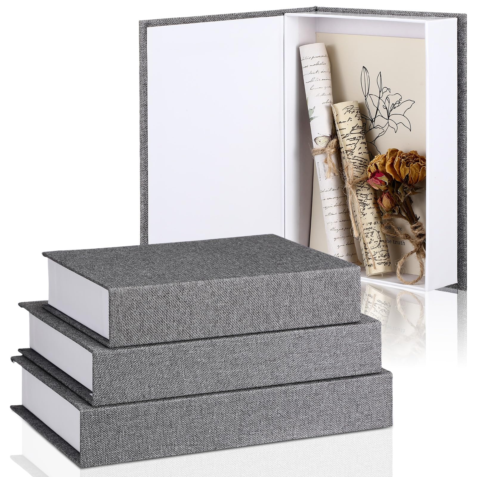 Amazon.com: Tioncy 3 Pcs Neutral Linen Book Box for Decoration Faux ...