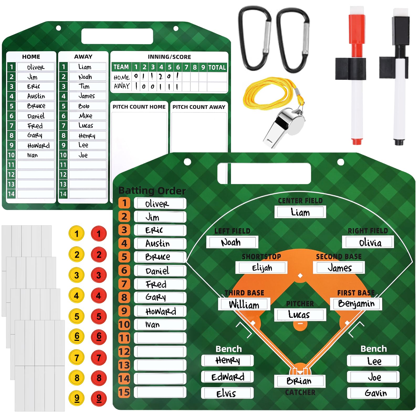 Amazon.com : Magnetic Baseball Lineup Board, Dry Erase Baseball Lineup ...