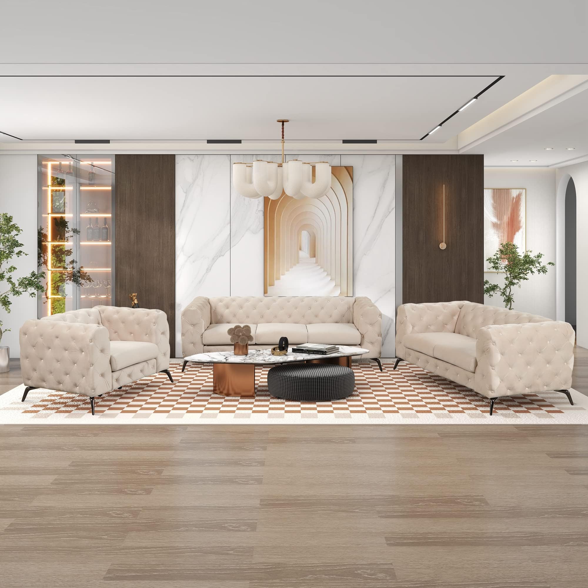 Amazon.com: UBGO Living Room Furniture Piece Sets Including Three ...