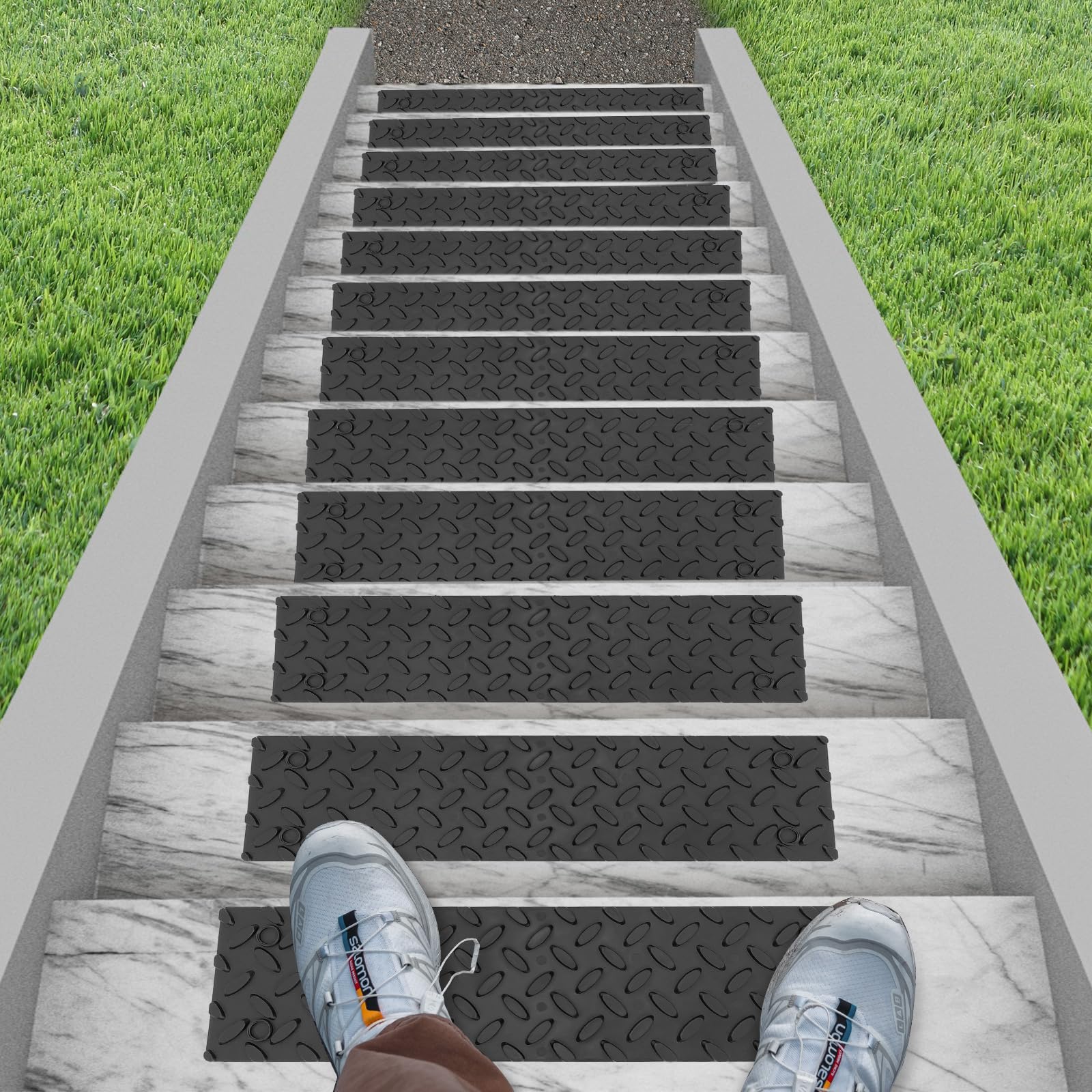 ROBLOCK 12 PCS Rubber Stair Tread for Wooden Steps, Skid Resistant ...