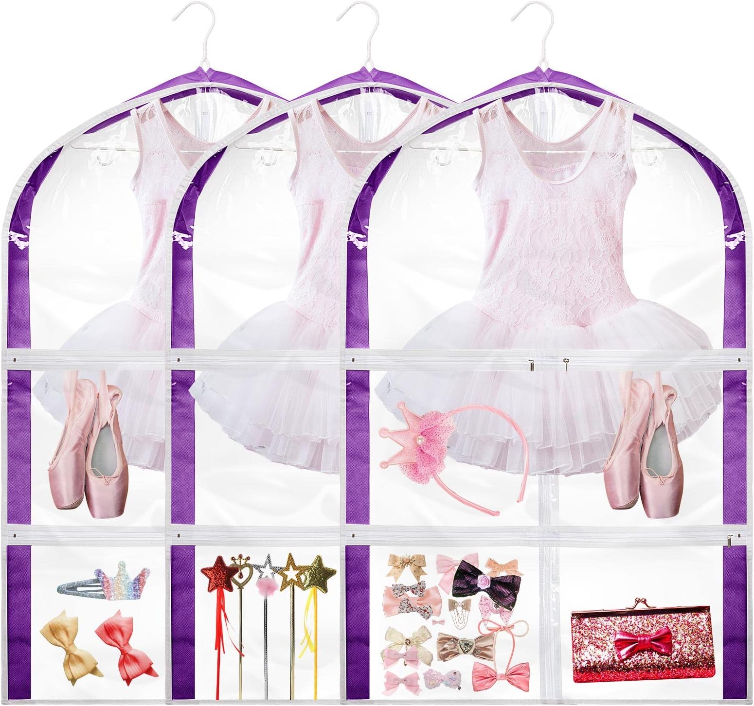 Amazon.com: 3 Pack Clear Kids Dance Costume Garment Bag Garment Bags ...