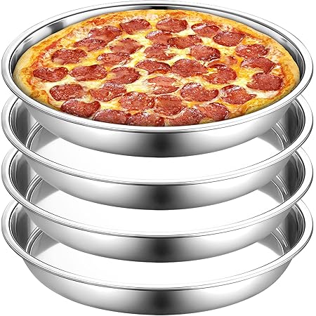 Amazon.com: Elsjoy 4 Pack 13 Inch Stainless Steel Pizza Pan, Deep Round ...