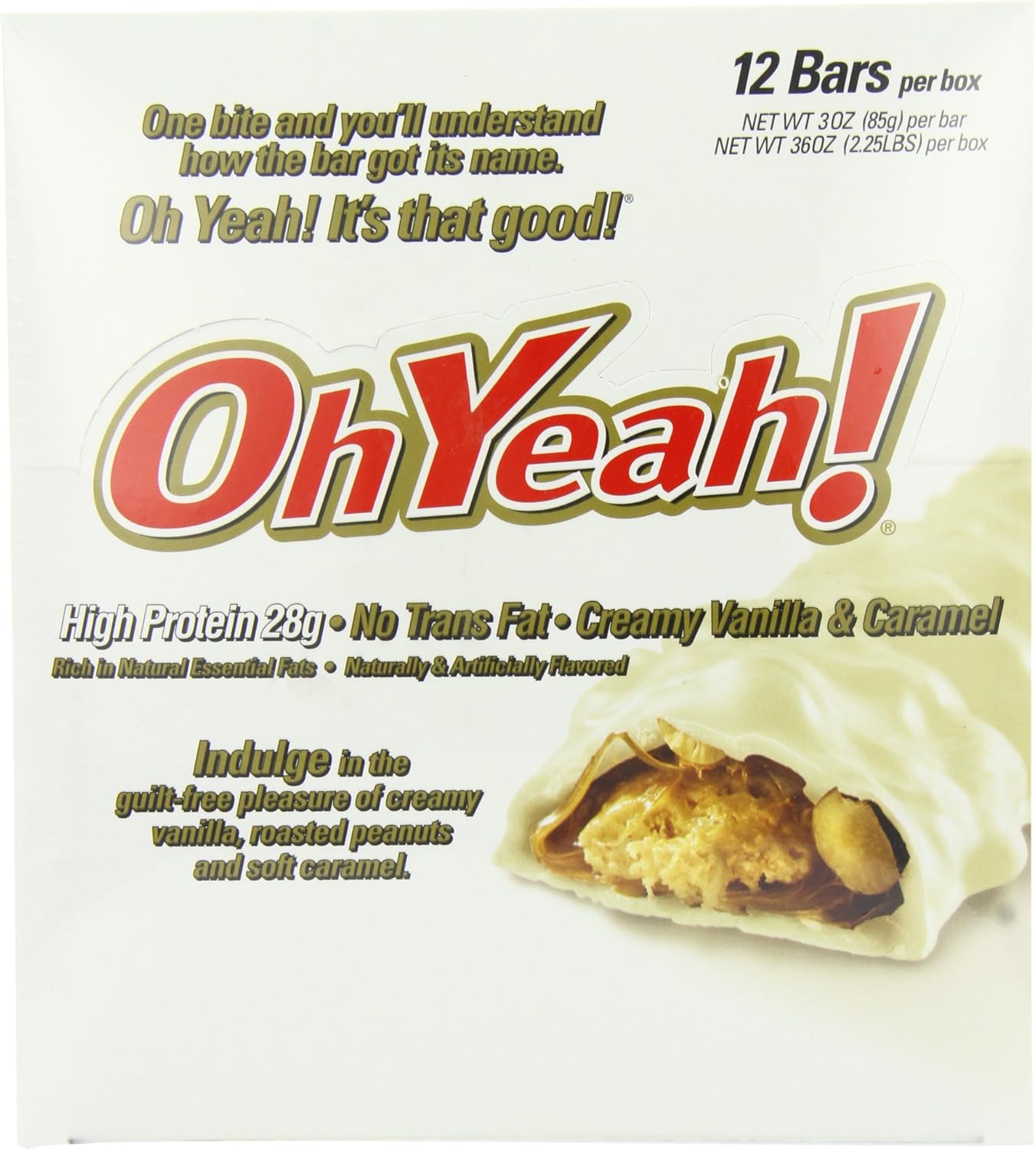 Amazon.com: OhYeah! Bars Creamy Vanilla & Caramel, 12-Count Box ...