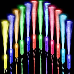 Amazon.com: 16 Pieces Glow Sticks Fiber Optic Wands LED Flashing ...