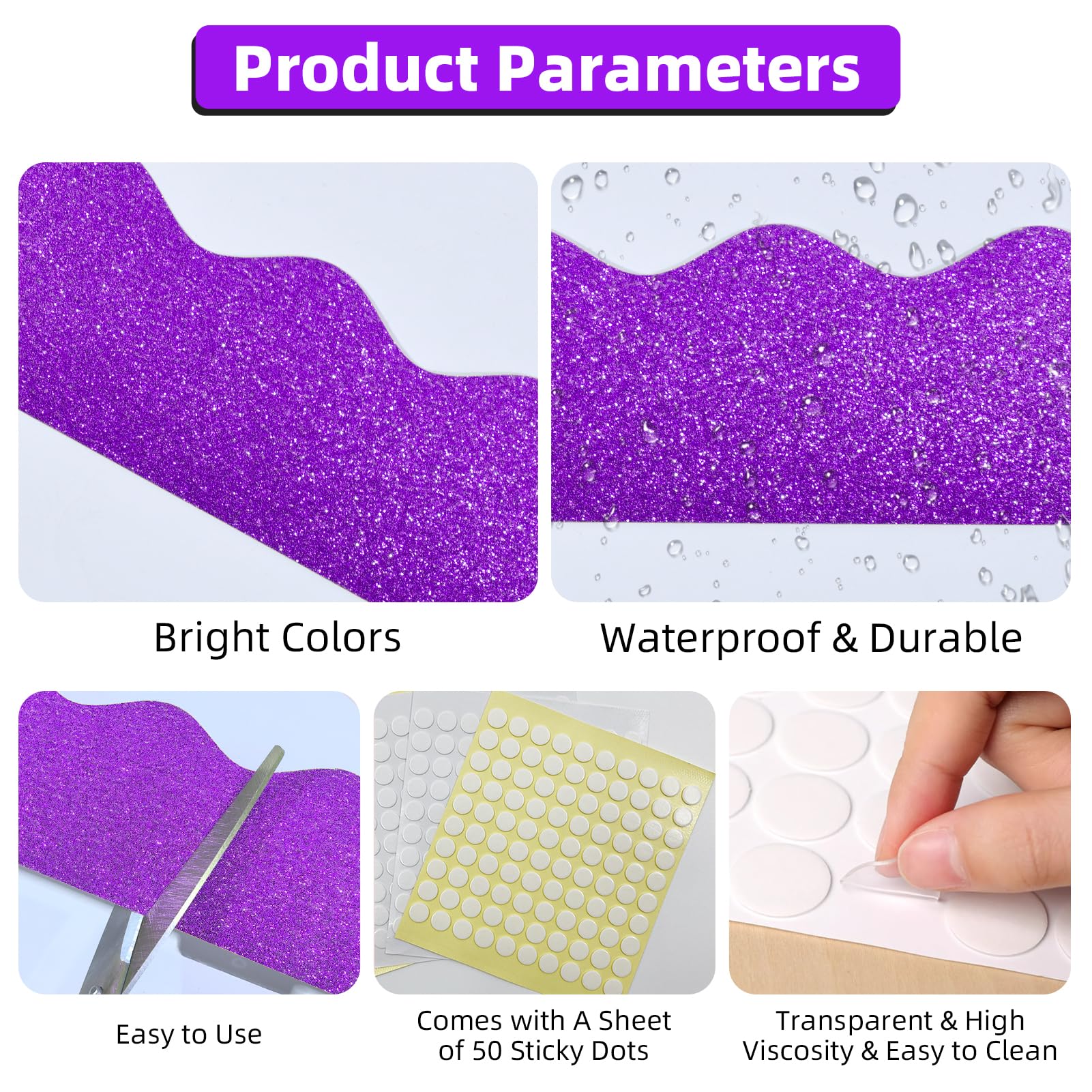 Snapklik.com : Glitter Bulletin Board Borders Set - 3 Rolls 98.4 Ft ...