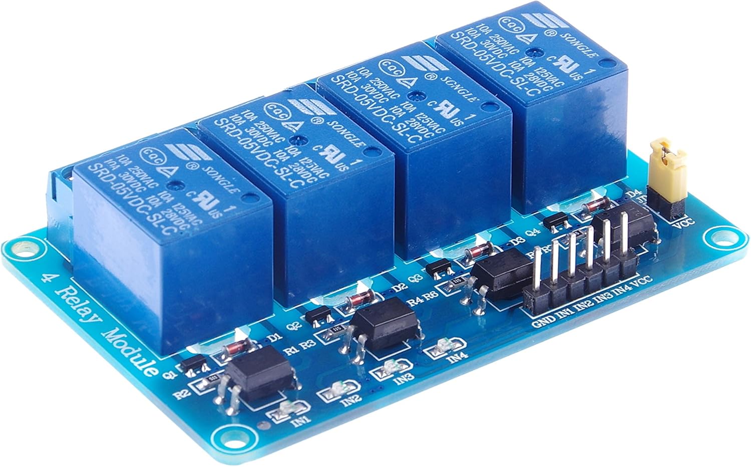 KNACRO 4 Channel DC 5V Relay Module with Optocoupler for Arduino UNO R3 ...