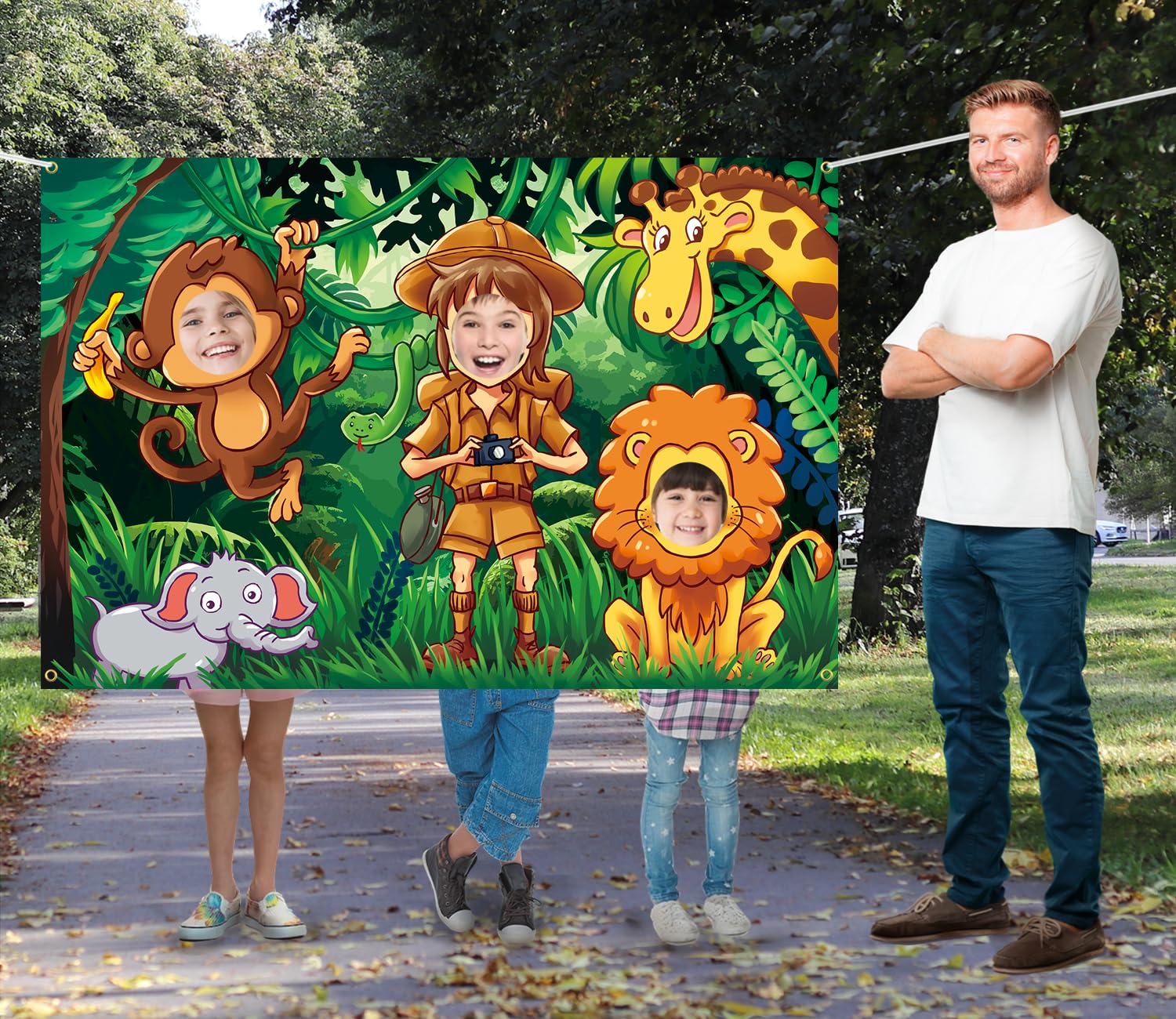 Party Decorations Jungle Safari Photo Backdrop Banner - 59x39 Inch ...