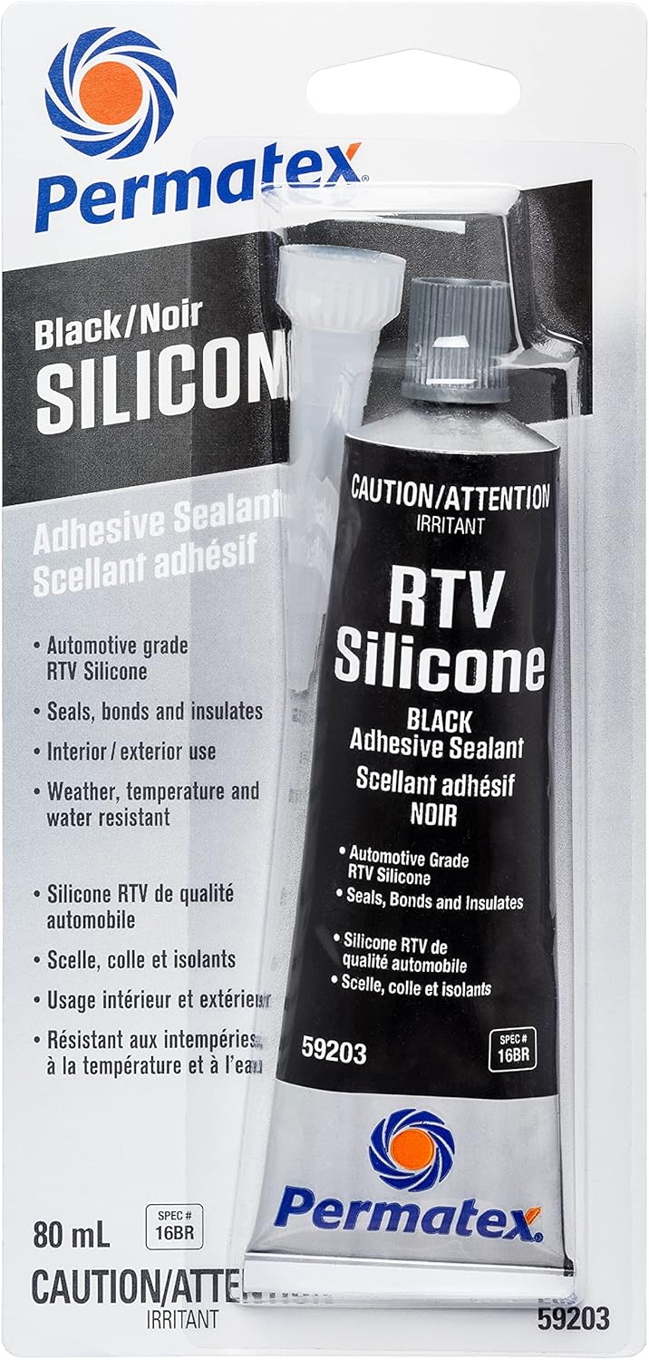 Permatex 59203 Black RTV Silicone Adhesive Sealant 16BR, 80ml : Amazon ...