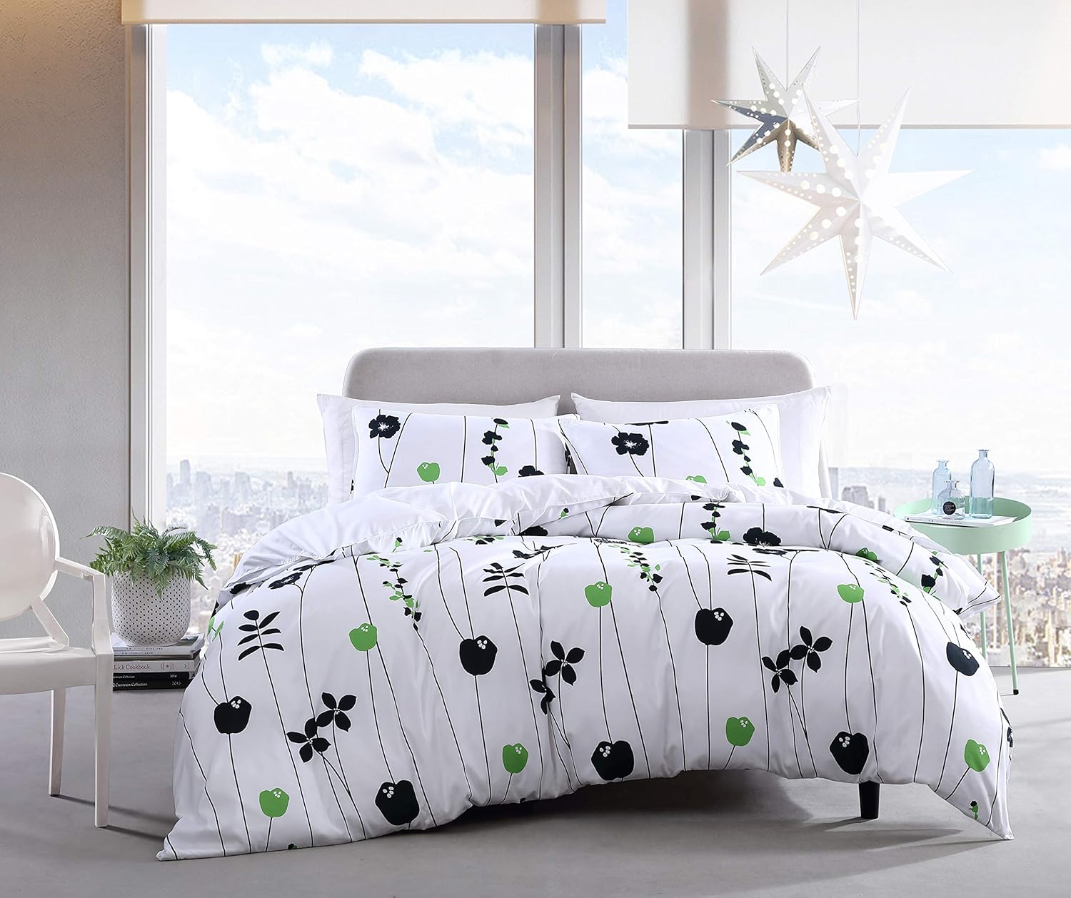 Amazon.com: City Scene | Arbon Floral Collection | Comforter Set ...