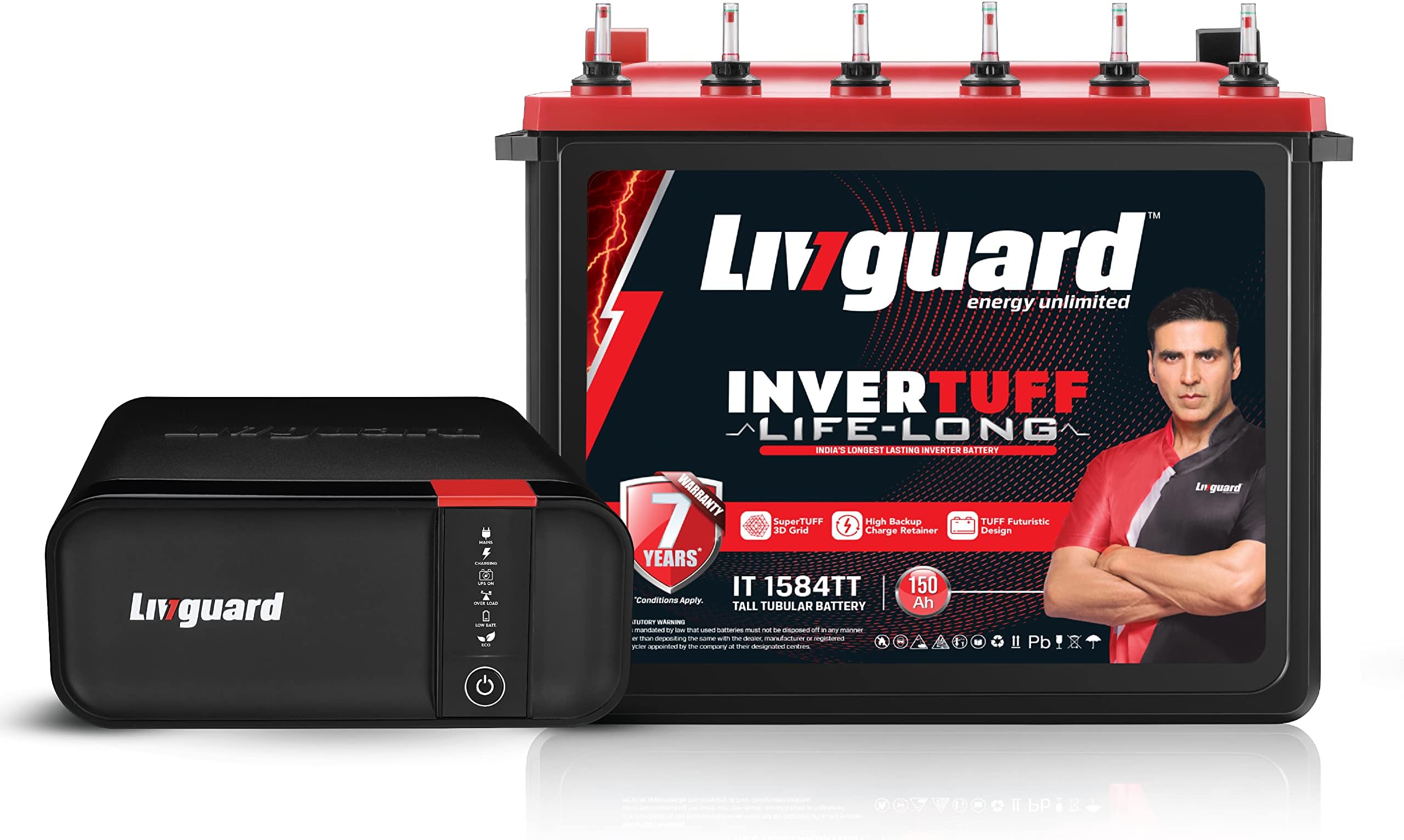 Livguard | 1250VA/12V Square Wave Inverter | 200Ah Tall Tubular Battery ...
