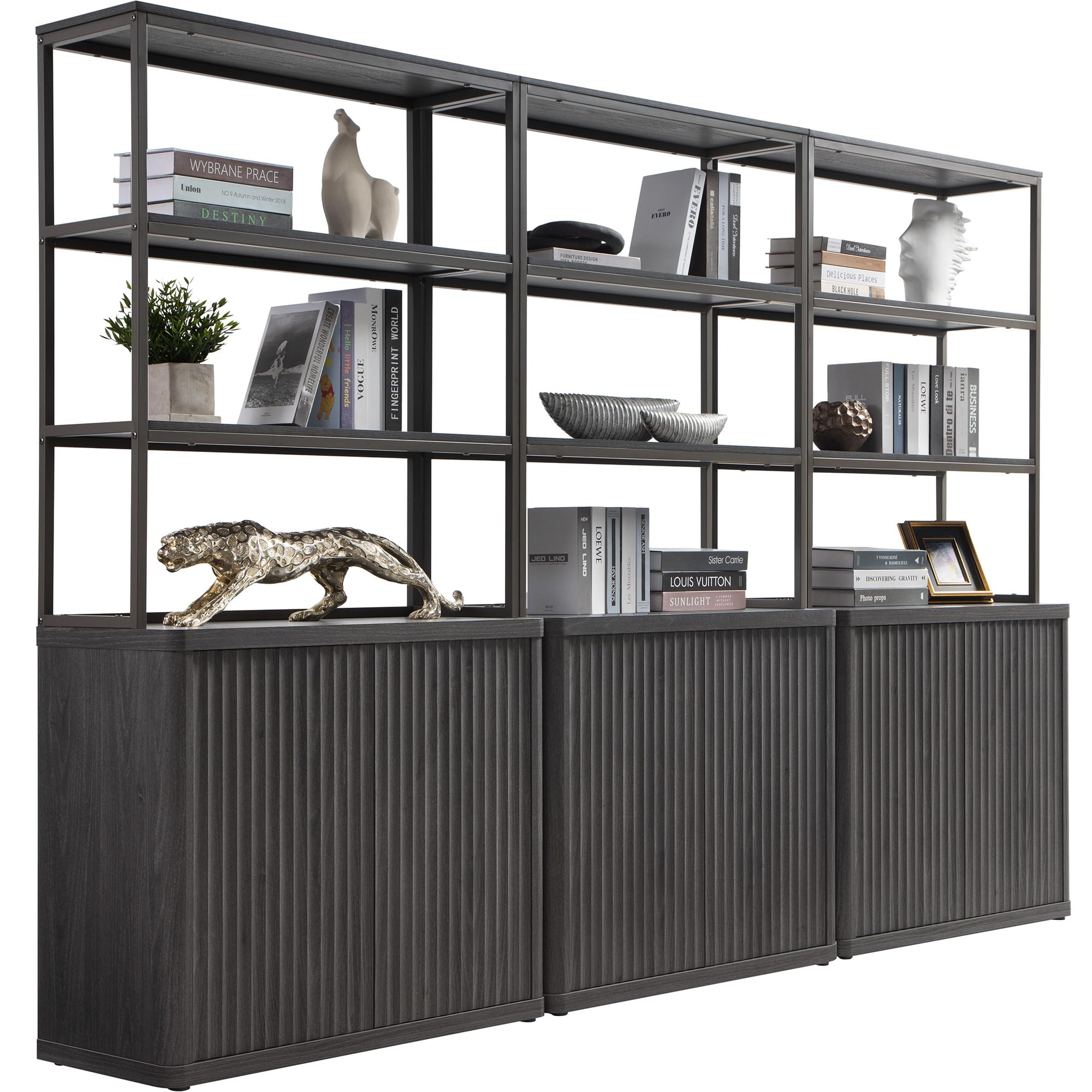 Amazon.com: SICOTAS Book Shelf Fluted Bookshelf Tall Bookcase with ...