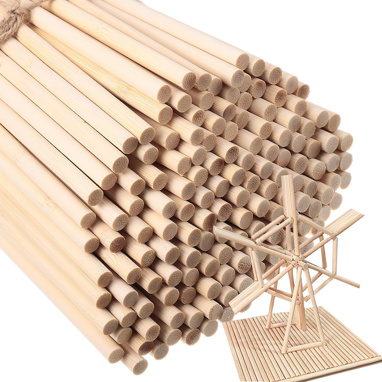 Amazon.com: Thyle 200 Pcs Wooden Dowel Rods 3/8 x 12 Inch Wood Sticks ...