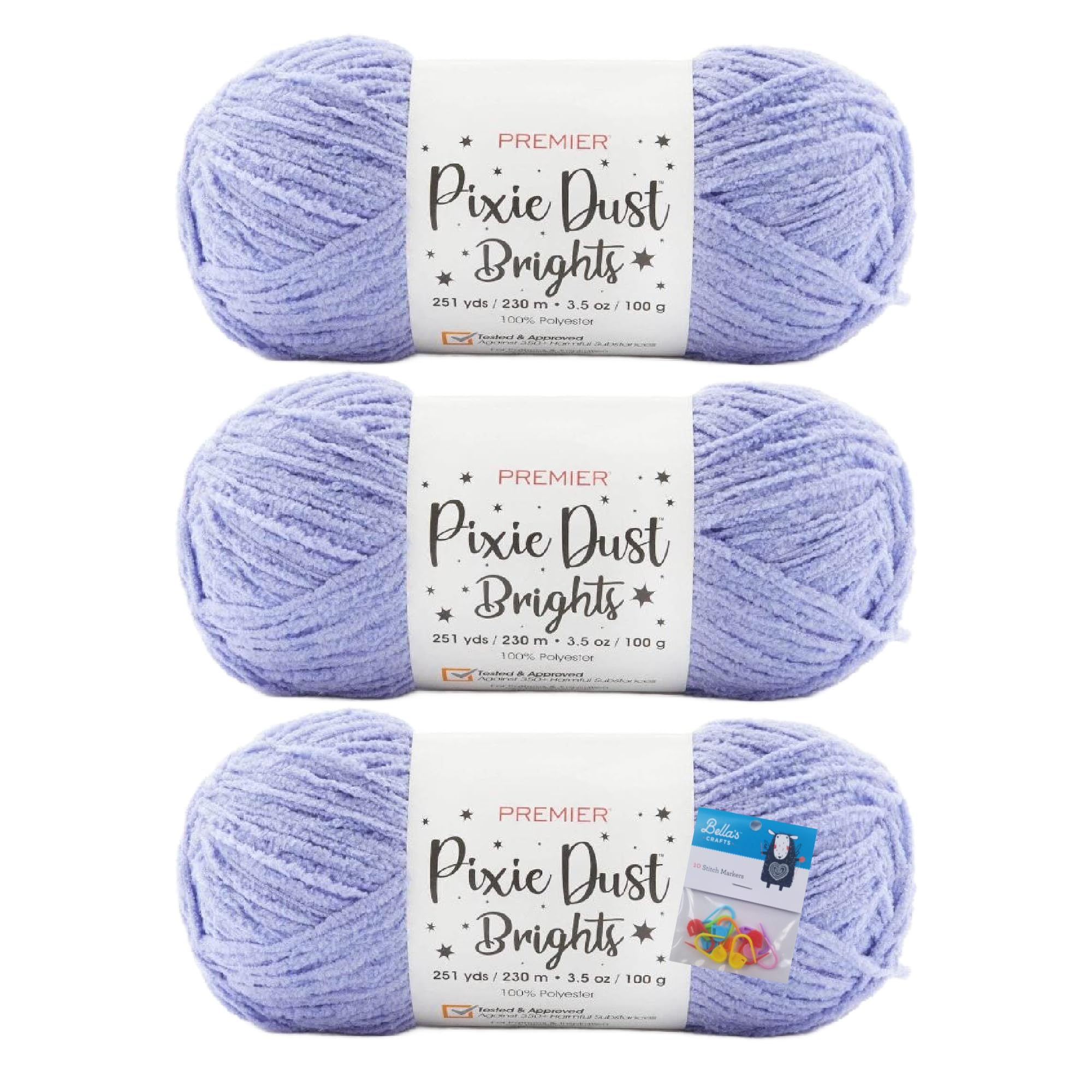 Amazon.com: Premier Yarns Pixie Dust Brights Chenille Yarn - 3.5 Oz - #4 Medium Weight - Bundle ...