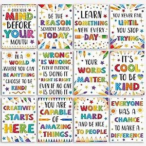 Amazon.com: gisgfim 12pcs Classroom Motivational Poster Colorful ...
