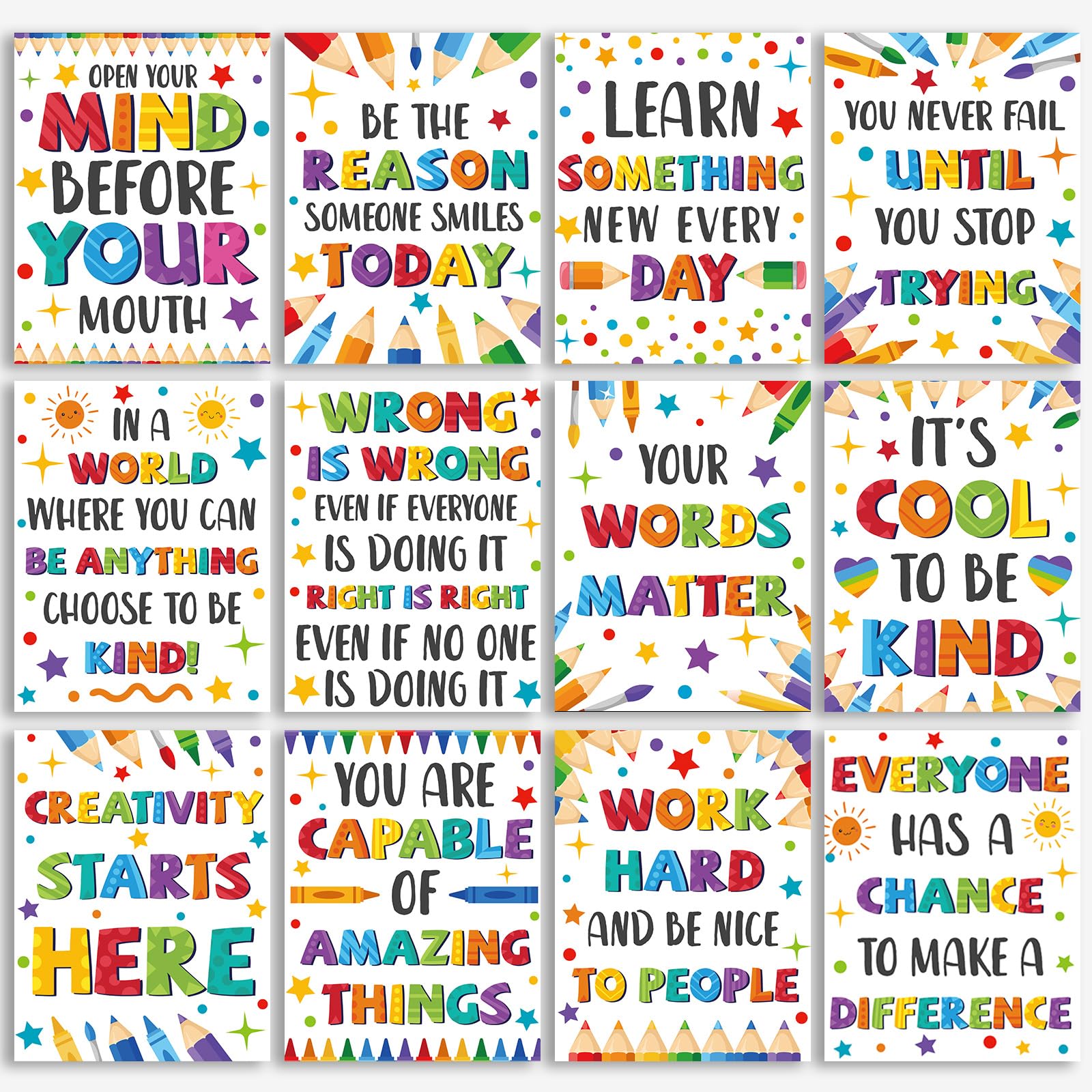 Buy gisgfim 12pcs Classroom Motivational Colorful Educational Positive ...