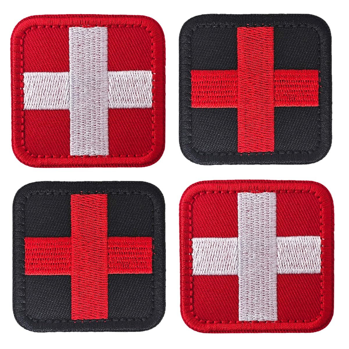 Amazon.com: 4Pcs First Aid Patches, Red Cross Patch Hook & Loop Patch ...