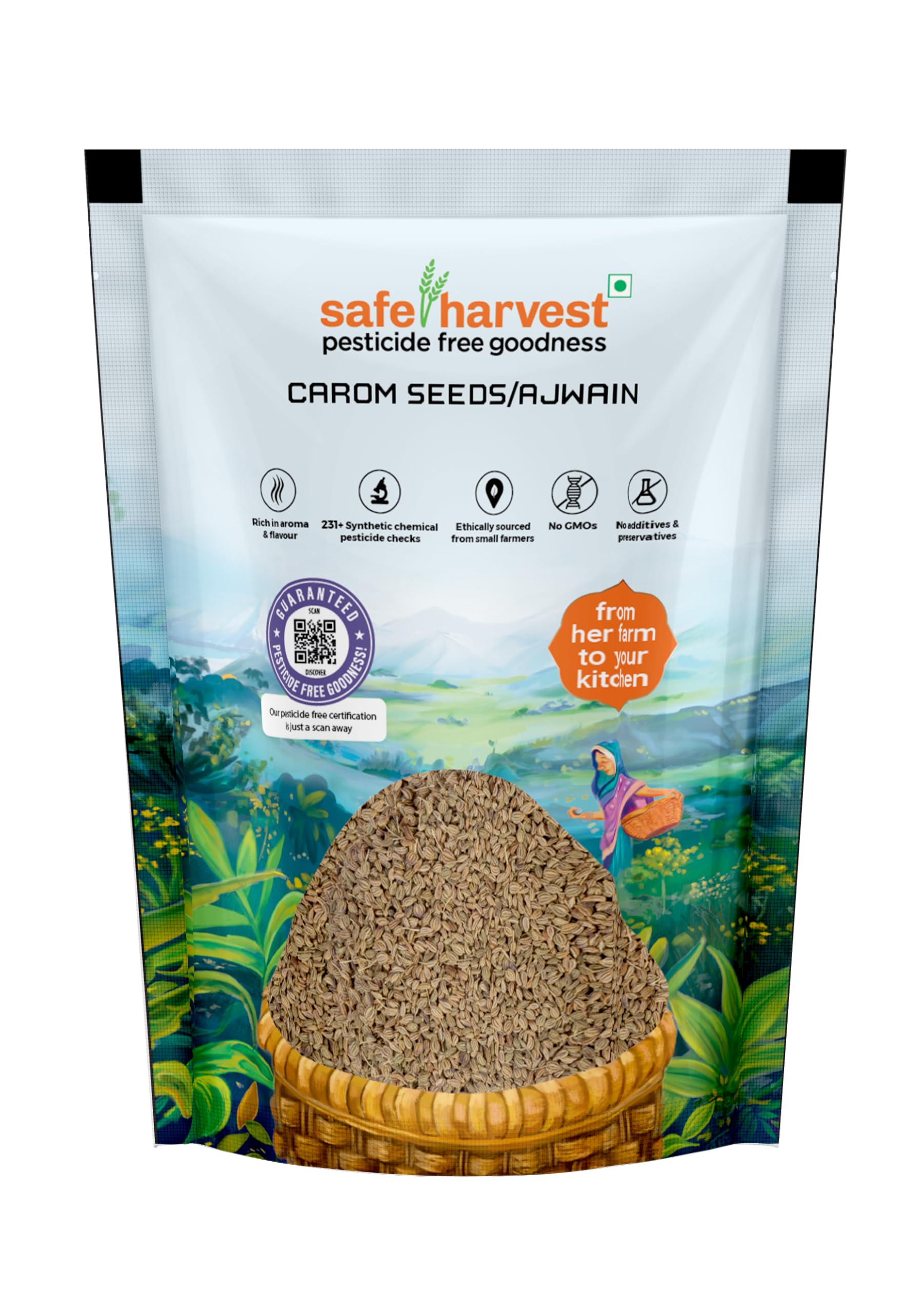 Safe Harvest Pesticide Free Whole Ajwain 200g : Amazon.in: Grocery ...
