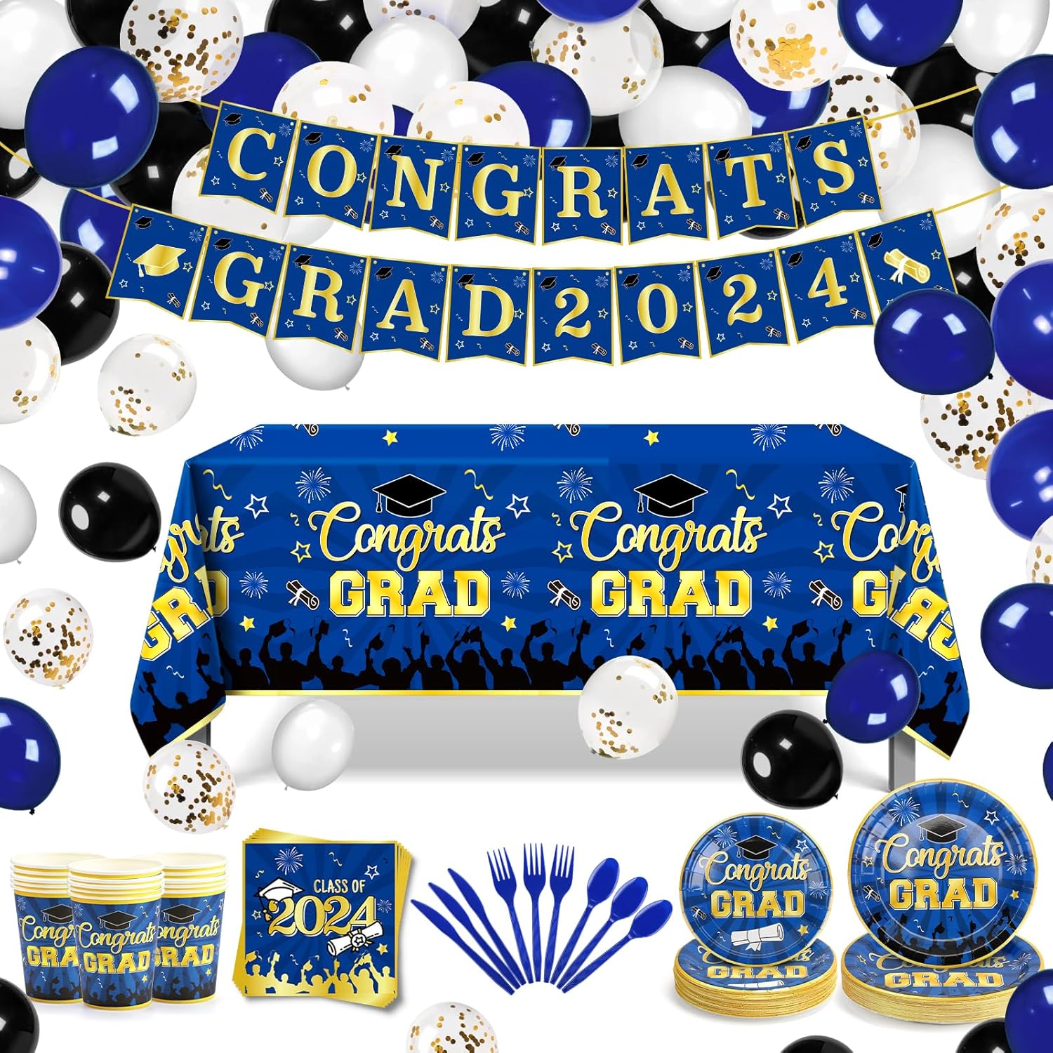 Hommtina Graduation Decorations Class of 2024, Gold Themed 2024 ...