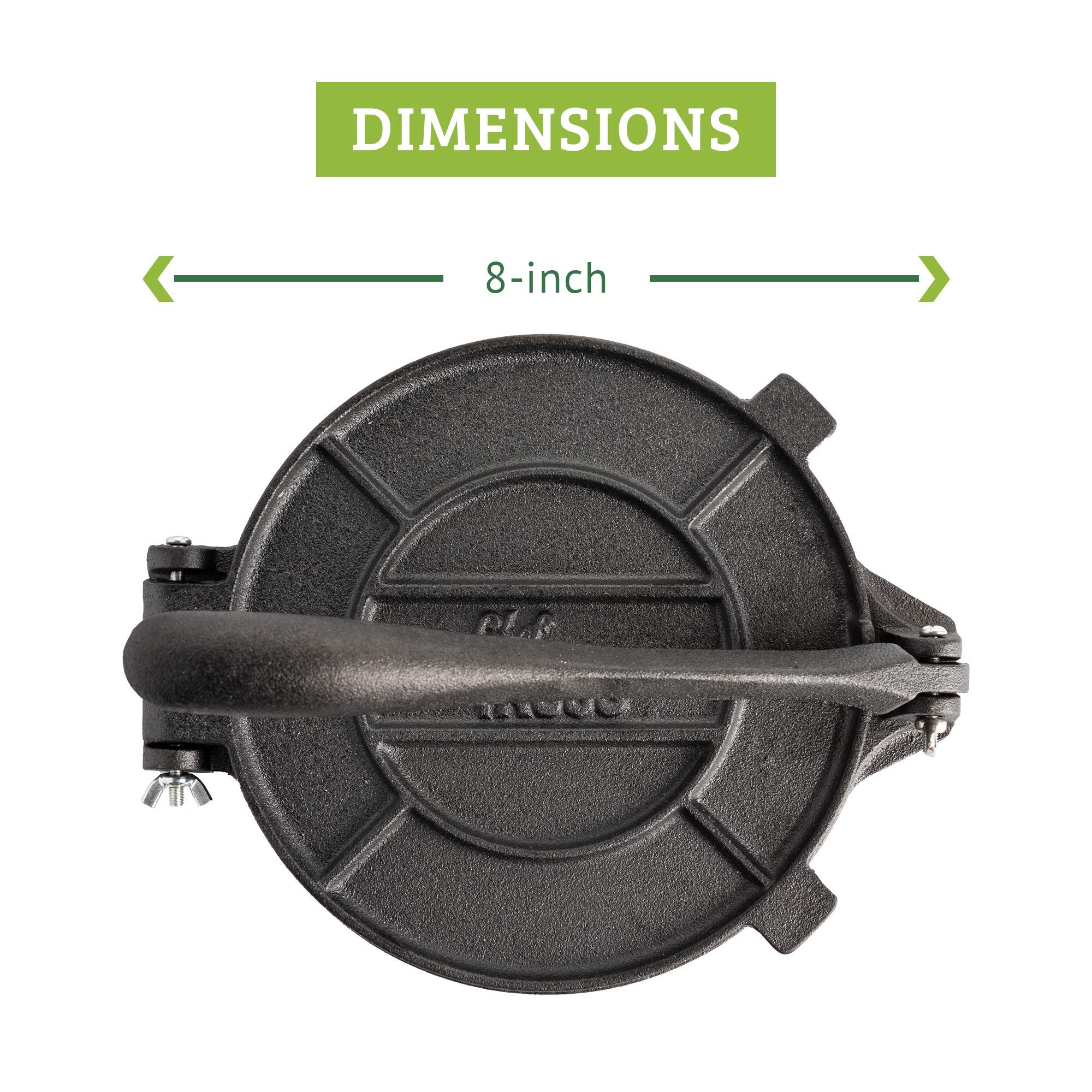 Chef Tacos Authentic Cast Iron Tortilla Press, 8-Inch, Roti Maker Pre ...