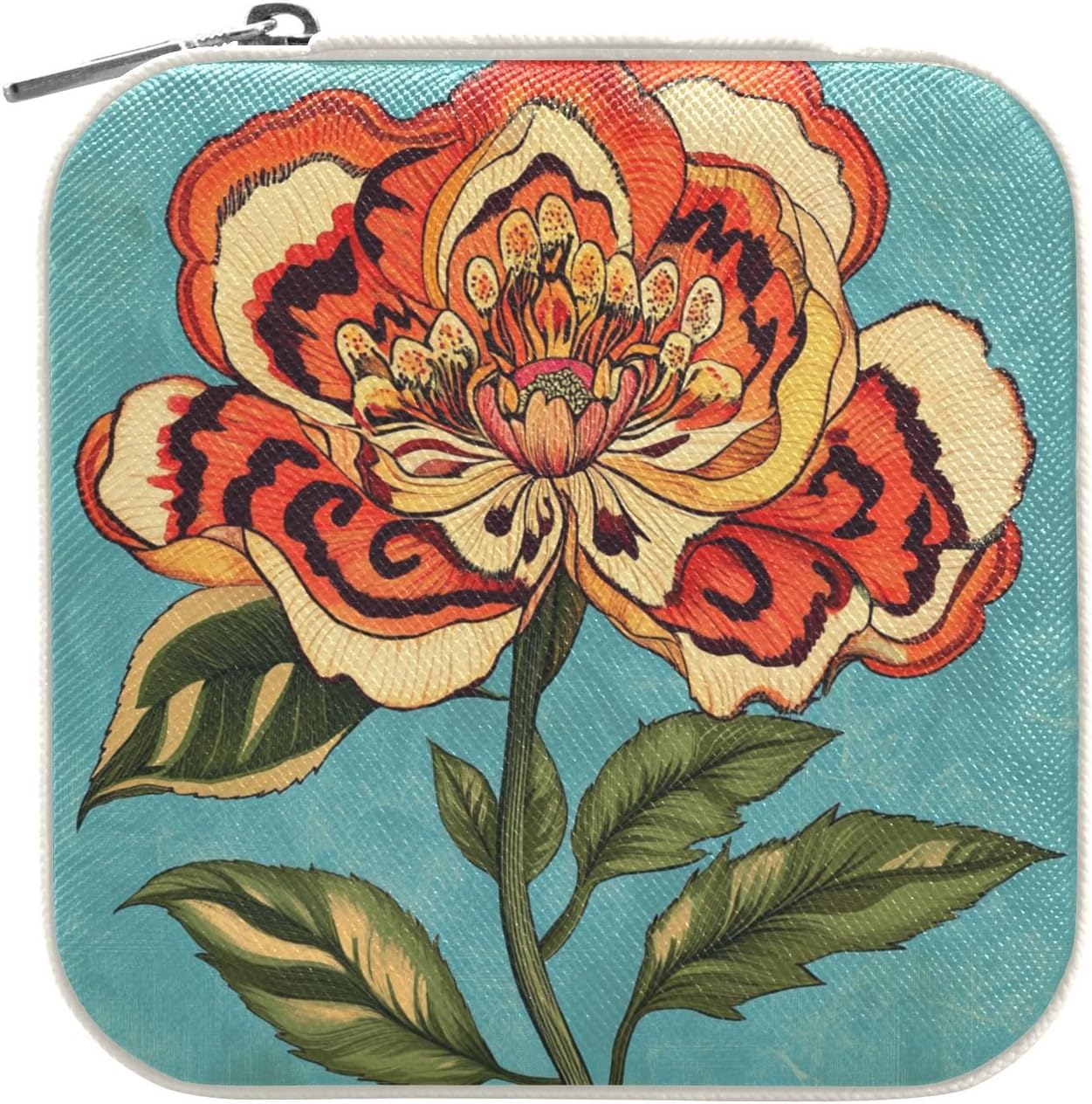 Amazon.com: KLL Retro Floral Red Bauty Portable jewelry storage box ...