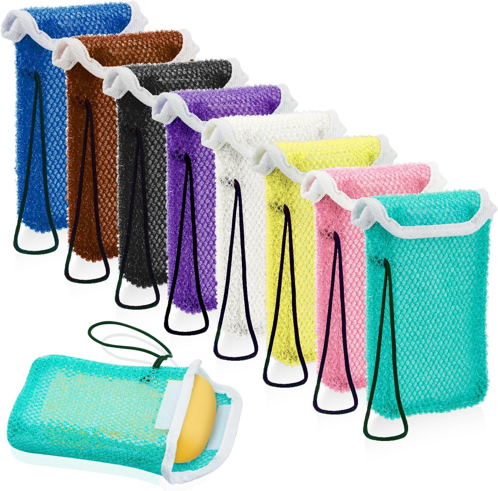 Amazon.com : 8 Pcs Soap Saver Pouch Body Scrubber Exfoliator and Soap ...
