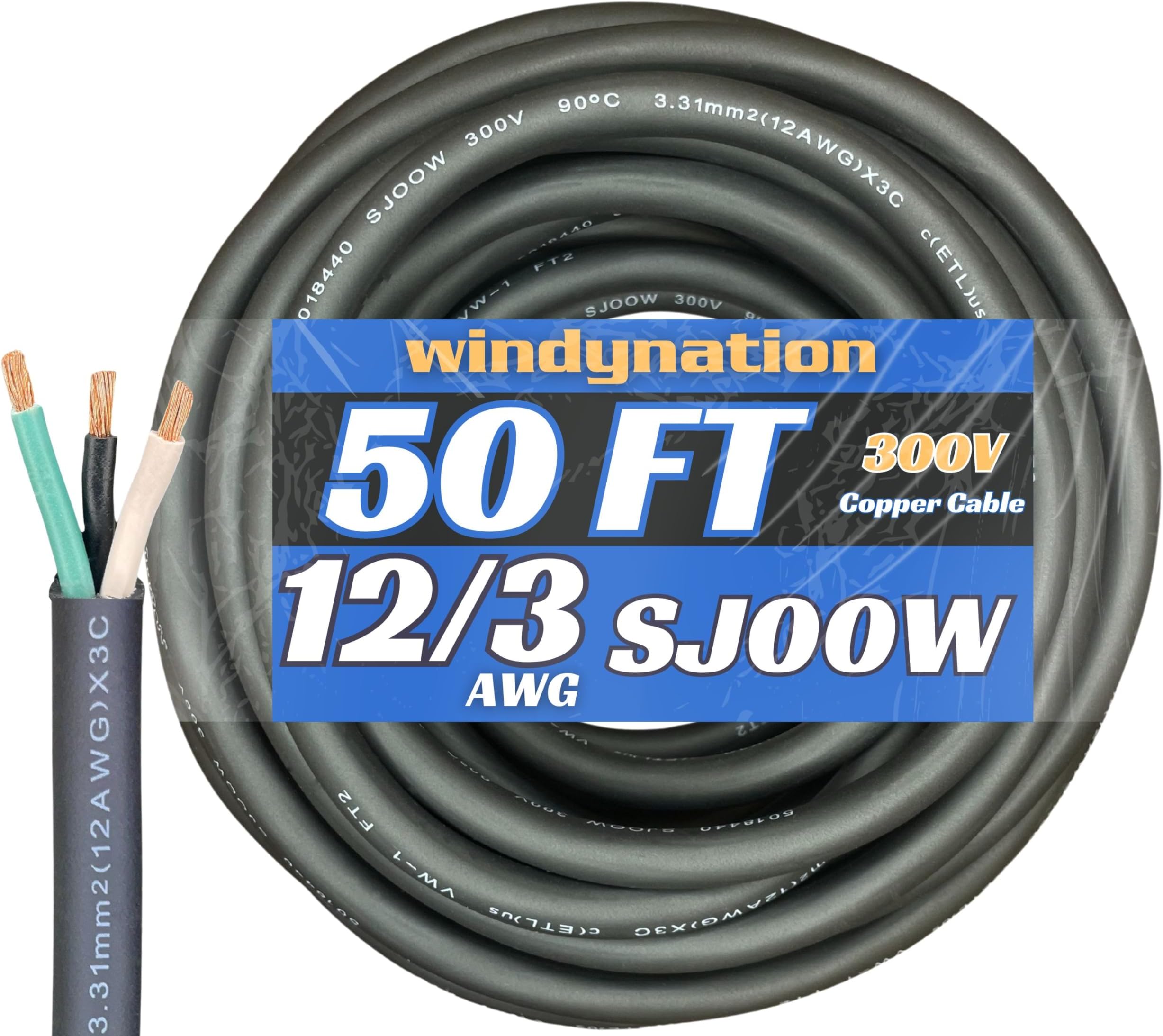 Southwire 55808701 12/3 250-Feet SJOOW Flexible Portable Cord, 250 ...