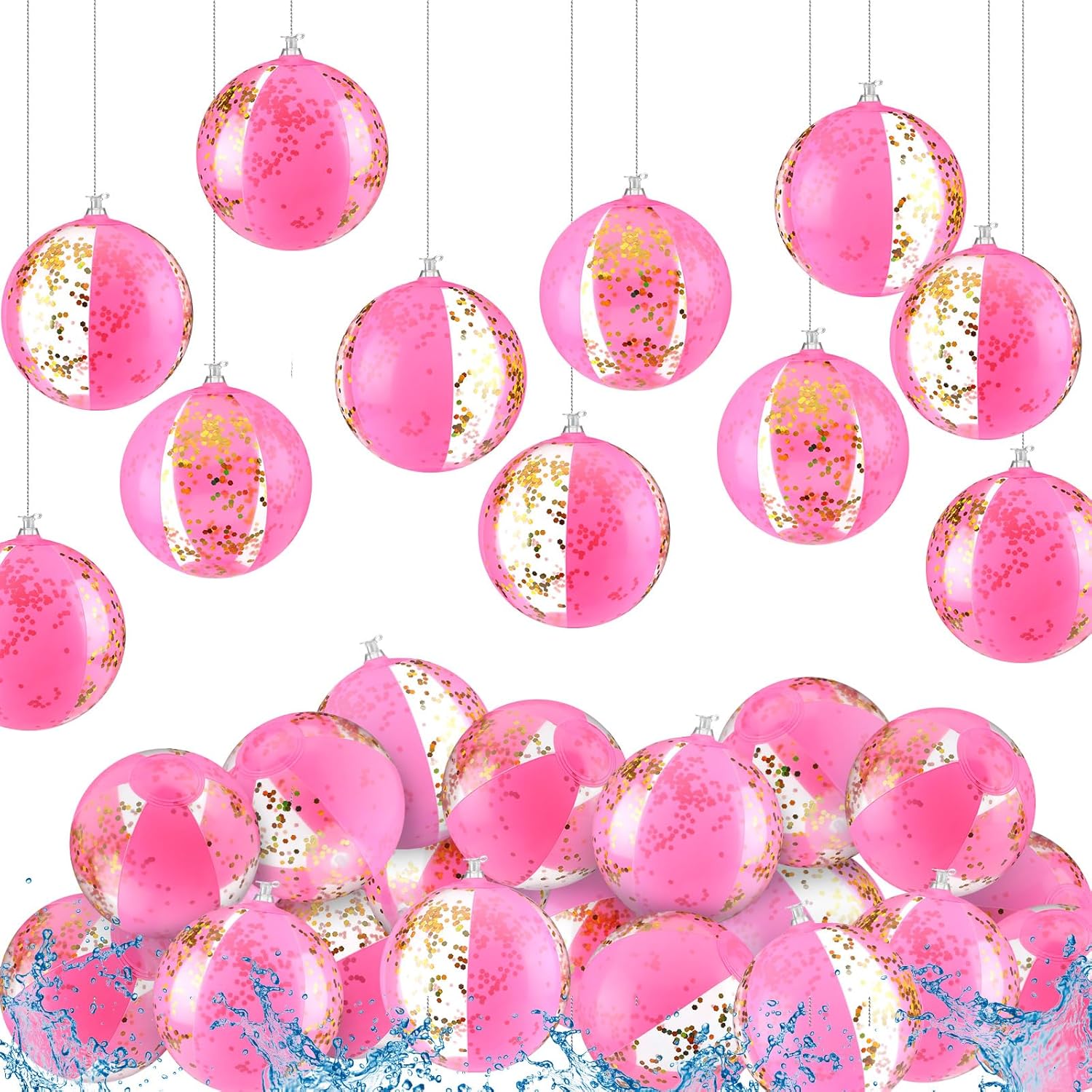 Amazon.com: Halloscume 24 Pcs Mini Inflatable Glitter Beach Balls Bulk ...