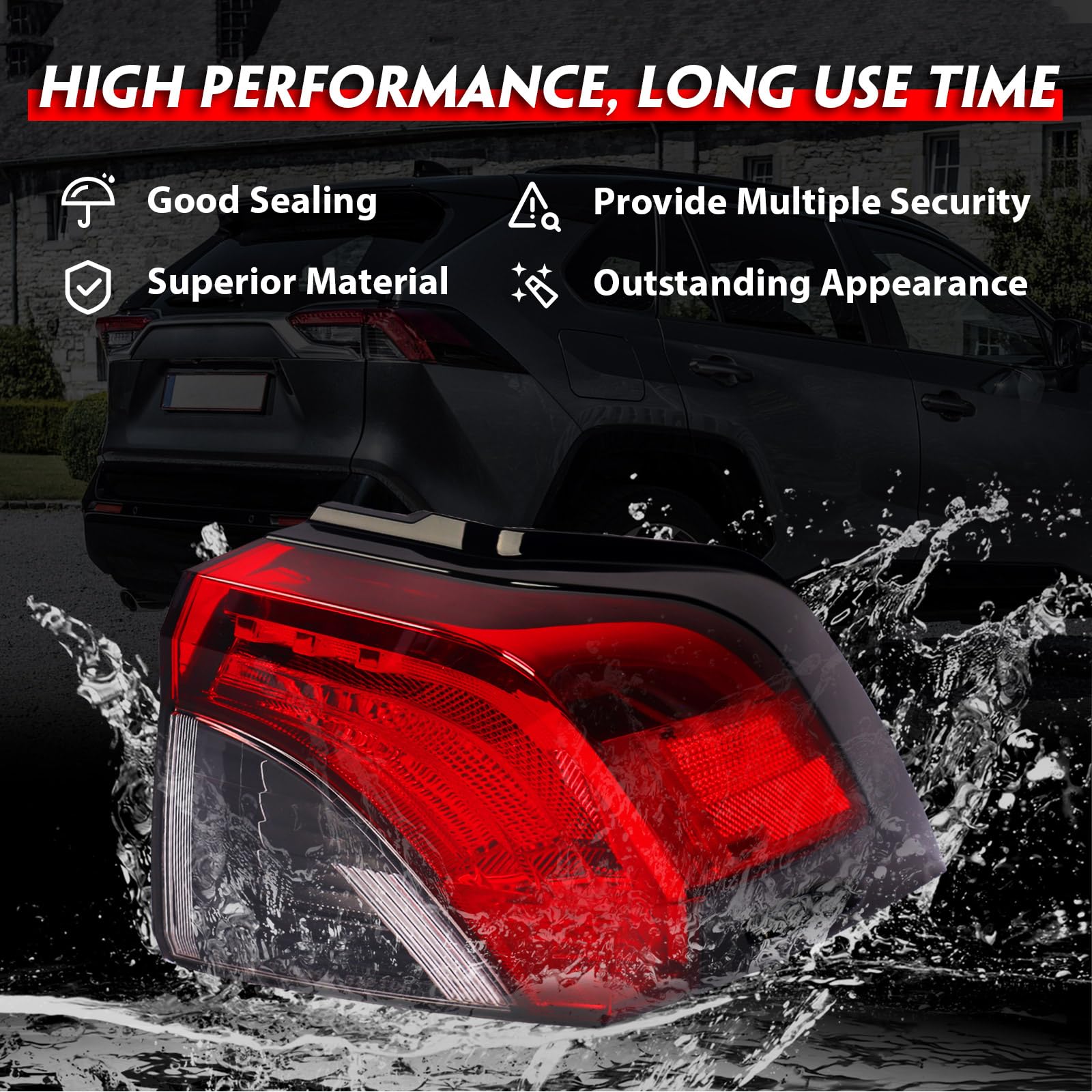 Huray Right Outer Tail Light for Toyota RAV4 2019-2022 Passenger Side ...