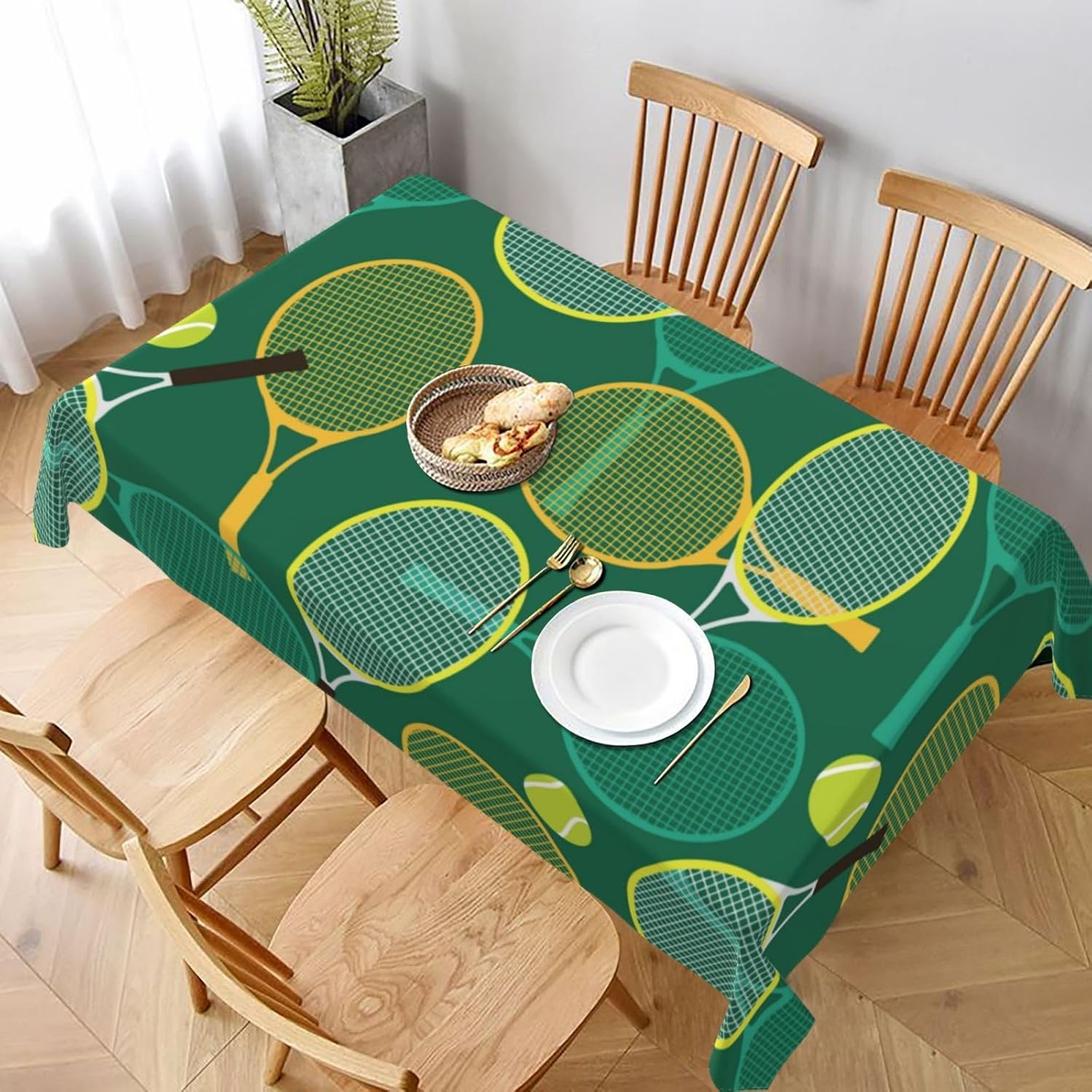Amazon.com: Tennis Rackets and Balls Tablecloth Washable Waterproof ...