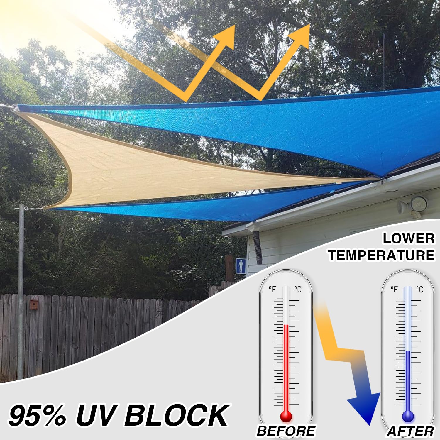 Snapklik.com : TANG 22 X 22 X 22 Sun Shade Sail Equilateral Triangle ...