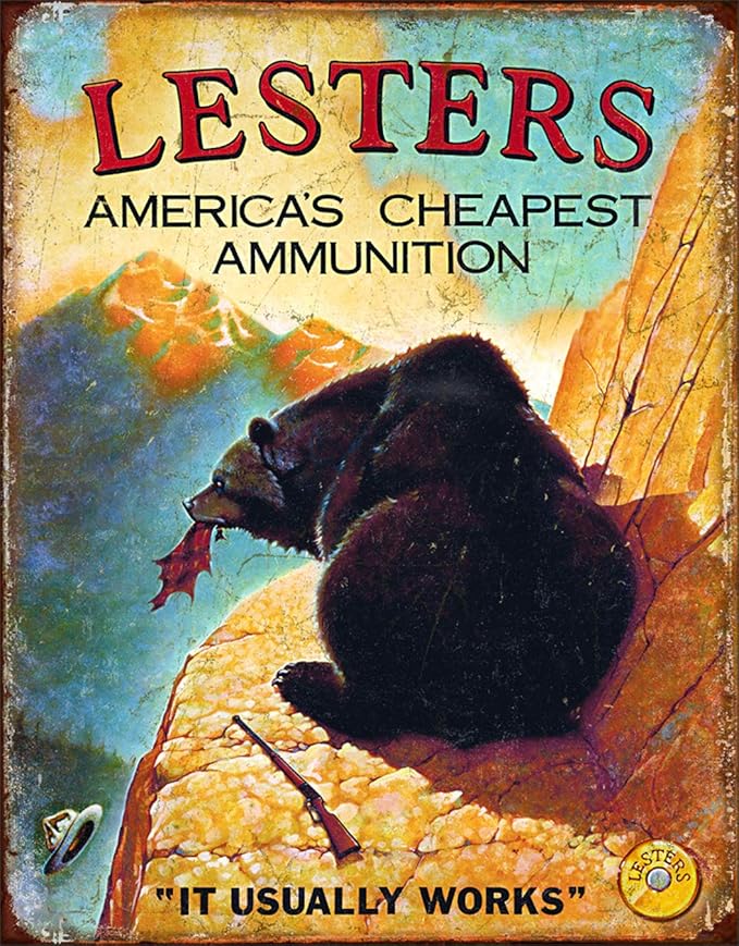 Amazon.com: Desperate Enterprises Lesters Ammo Tin Sign - Nostalgic ...