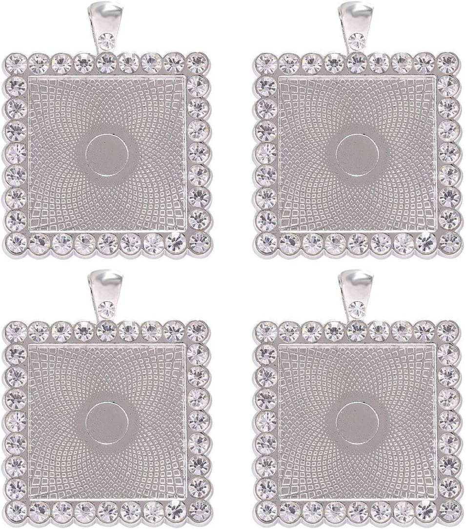 Amazon.com: 12 Pcs Rhinestone Bezel Pendant Trays Square Pendant Setting