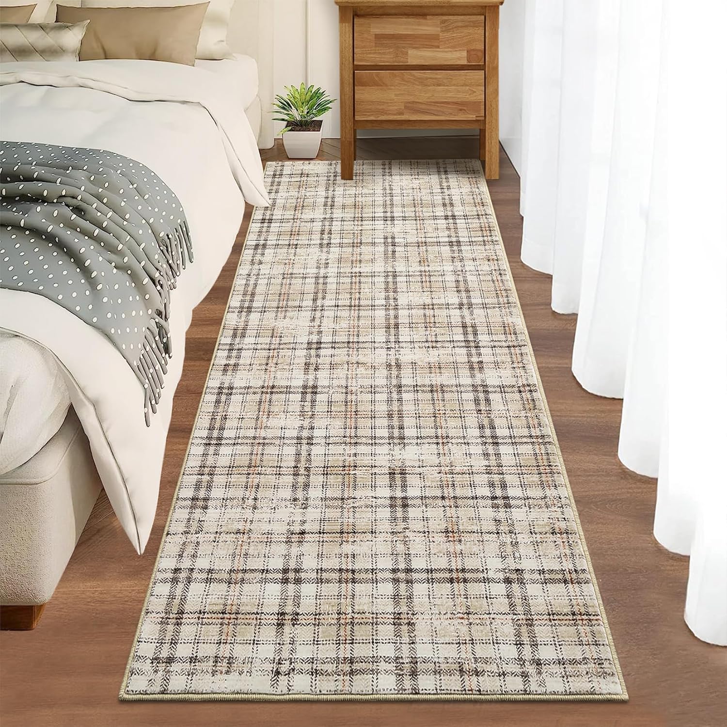 Amazon.com: Zacoo Runner Rug 2x6 Washable Rugs Plaid Area Rug Modern ...