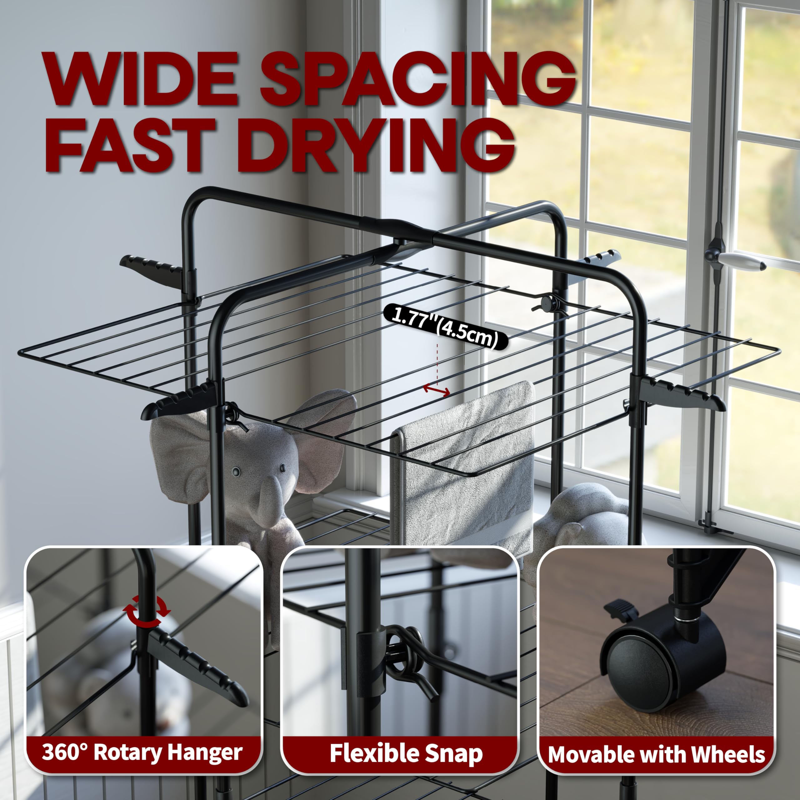 Snapklik.com : APEXCHASER Clothes Drying Rack, 3-Tier Collapsible ...