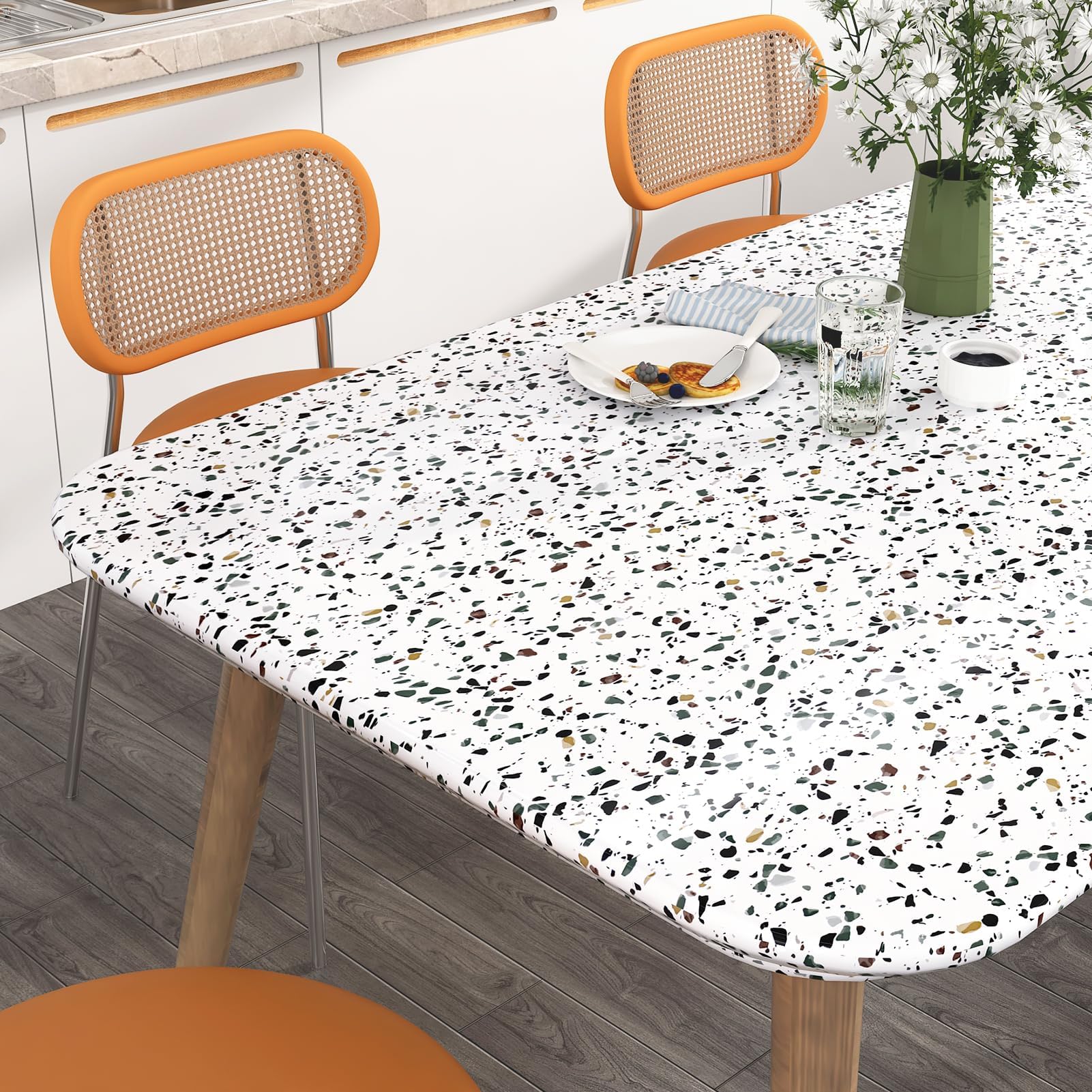Skyblur Glossy Terrazzo Contact Paper for Countertops 24"X118" Stick ...